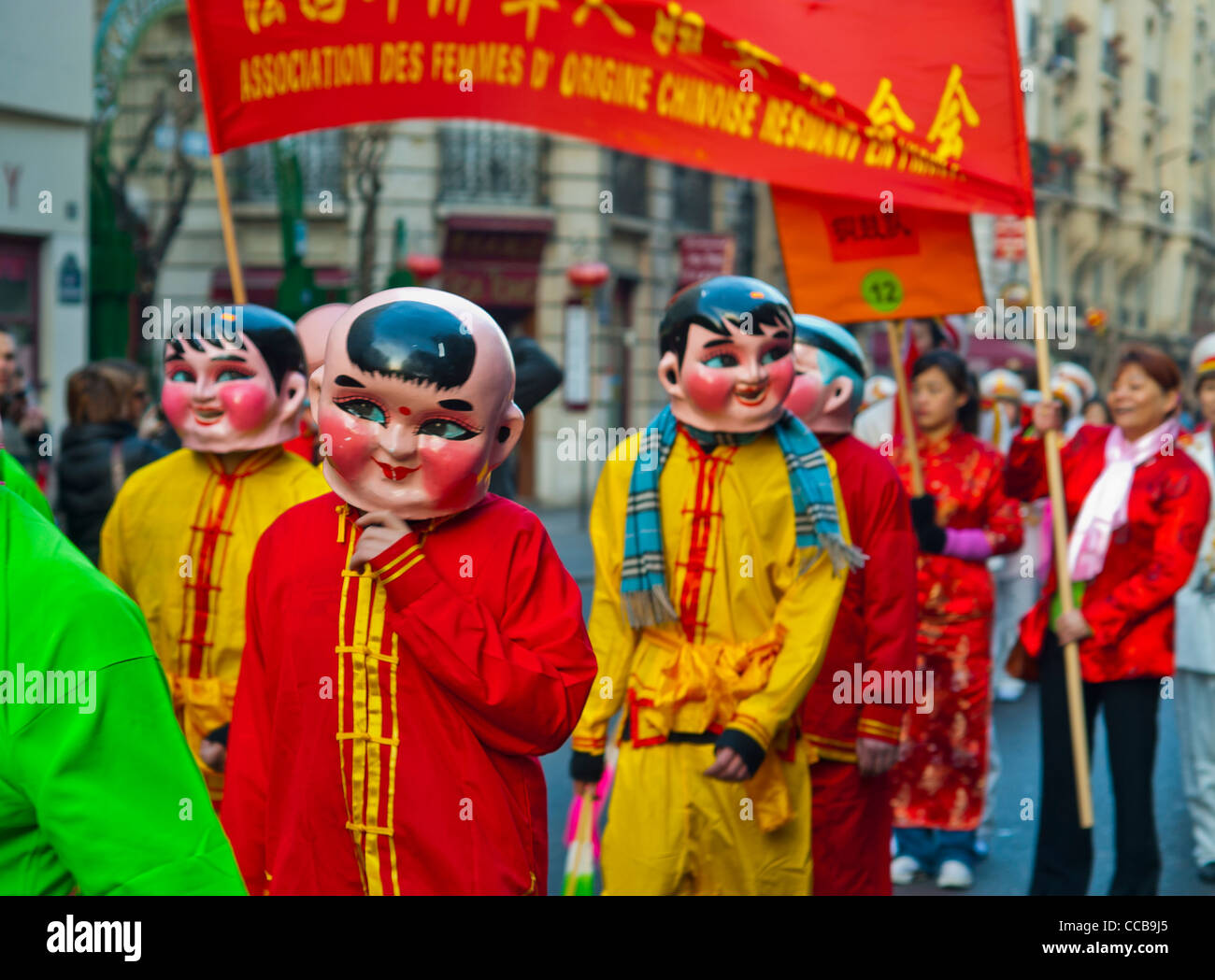 Paris, France, Chinese in Traditional Costumes, Parading in Chinese new ...