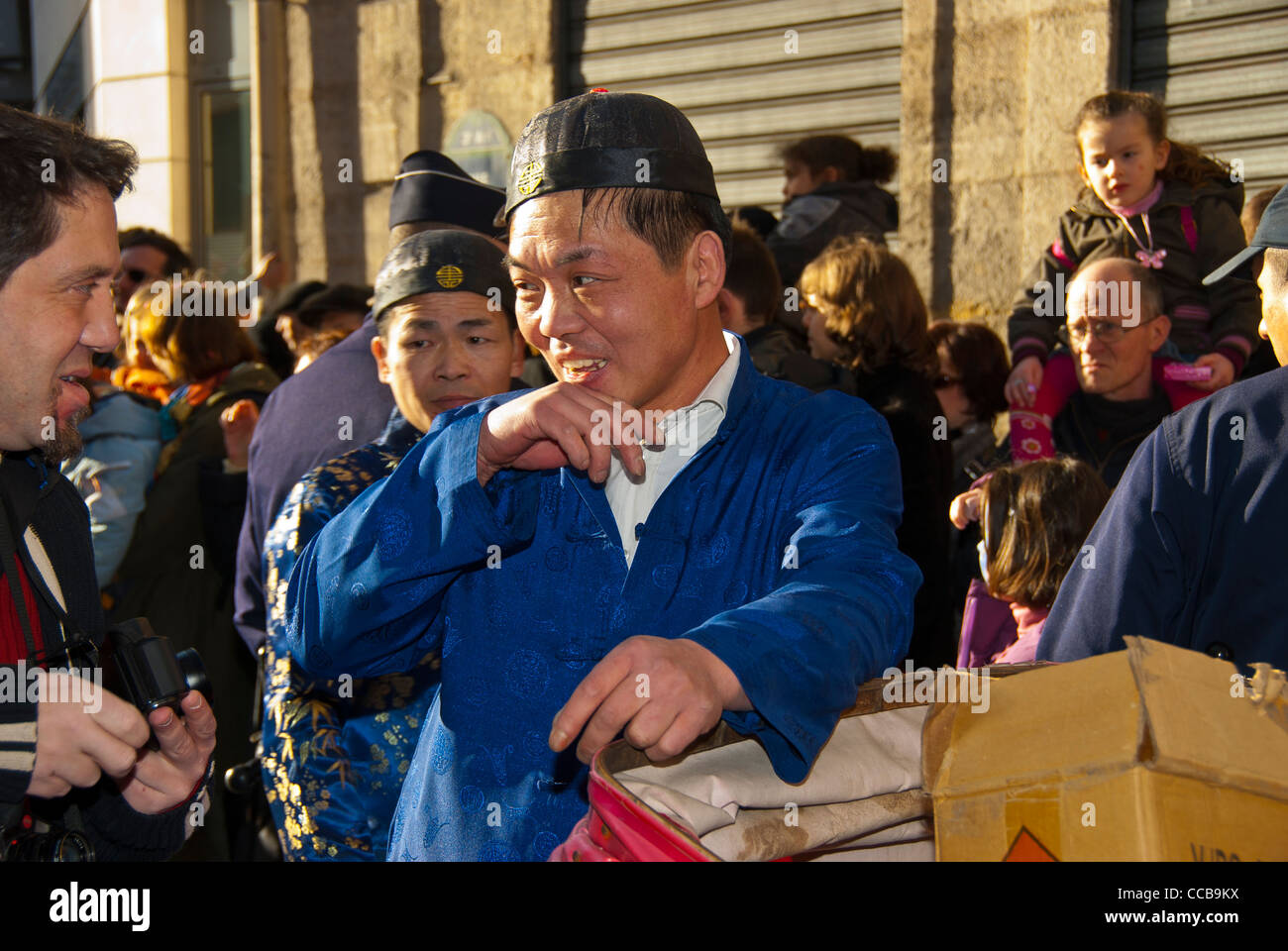 Paris, France, Group Chinese men in Traditional Dress, Parading in ...