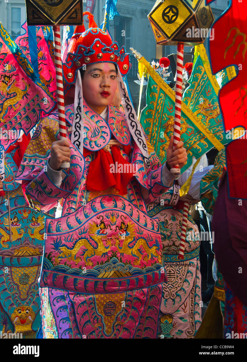 Paris, France, Portrait, Chinese men in Traditional Dress, Parading in ...