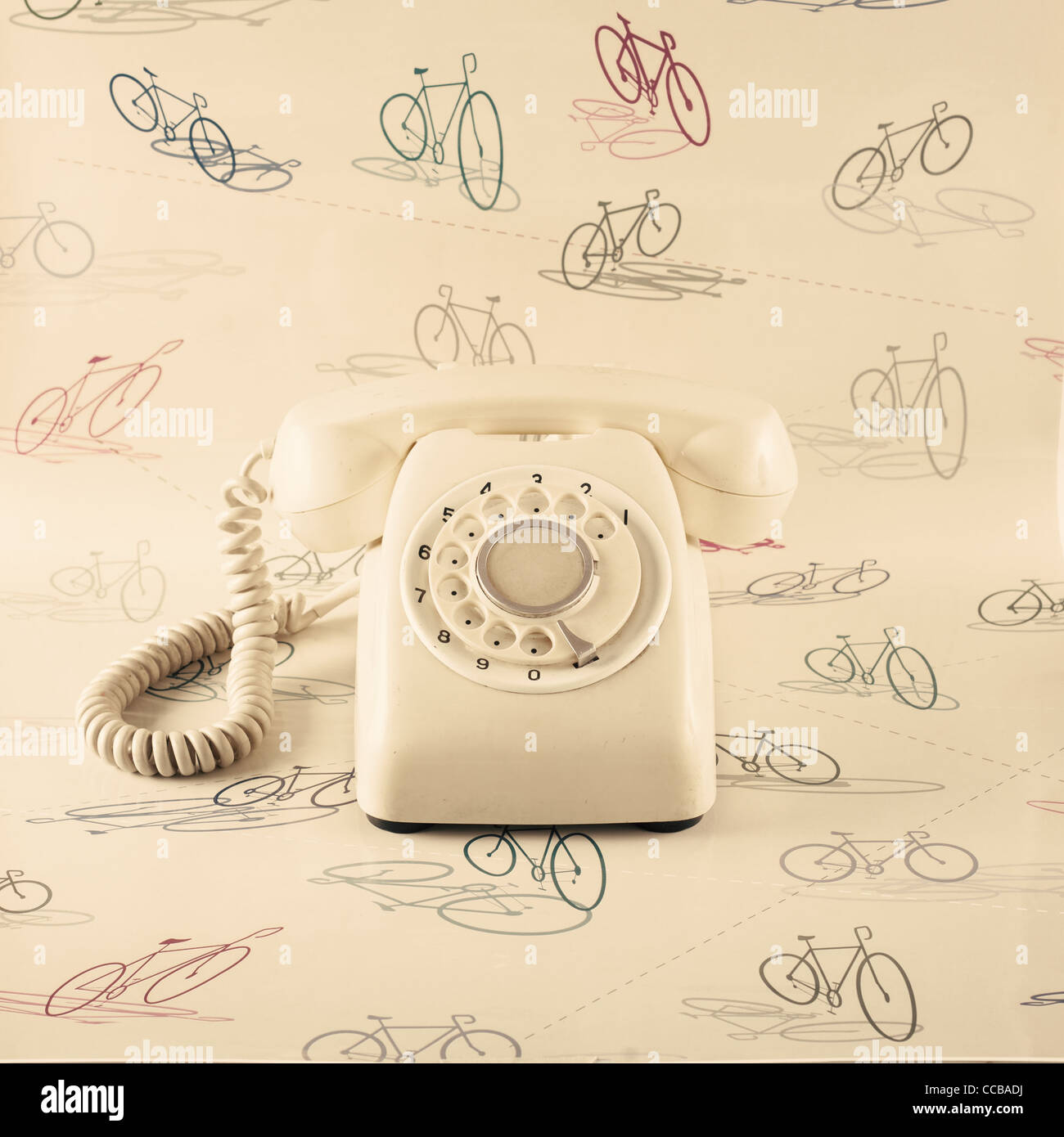 Vintage Beige Telephone Stock Photo - Alamy