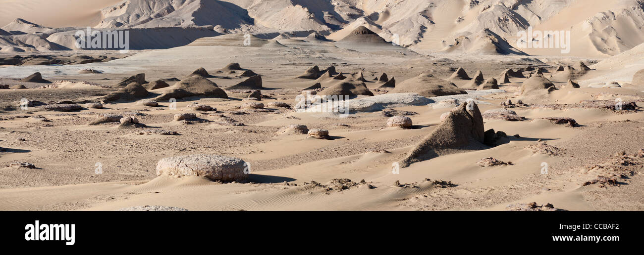 Long panoramic shot of the escarpment and yardang field Dakhla Oasis ...