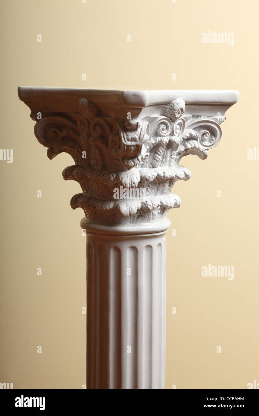 white column indoor on yellow background Stock Photo - Alamy