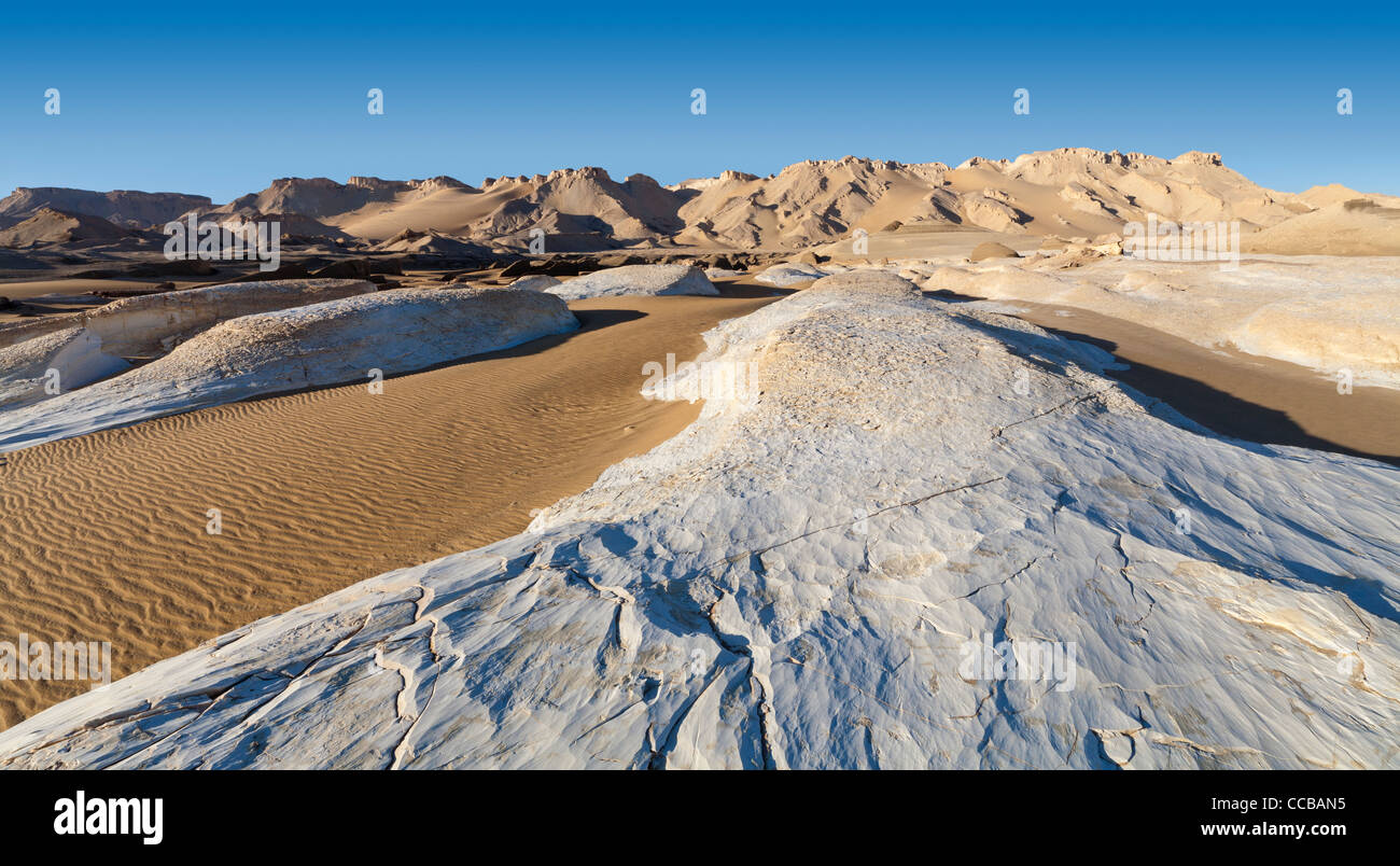 White limestone intrusion on edge of yardang field Dakhla Oasis Egypt ...