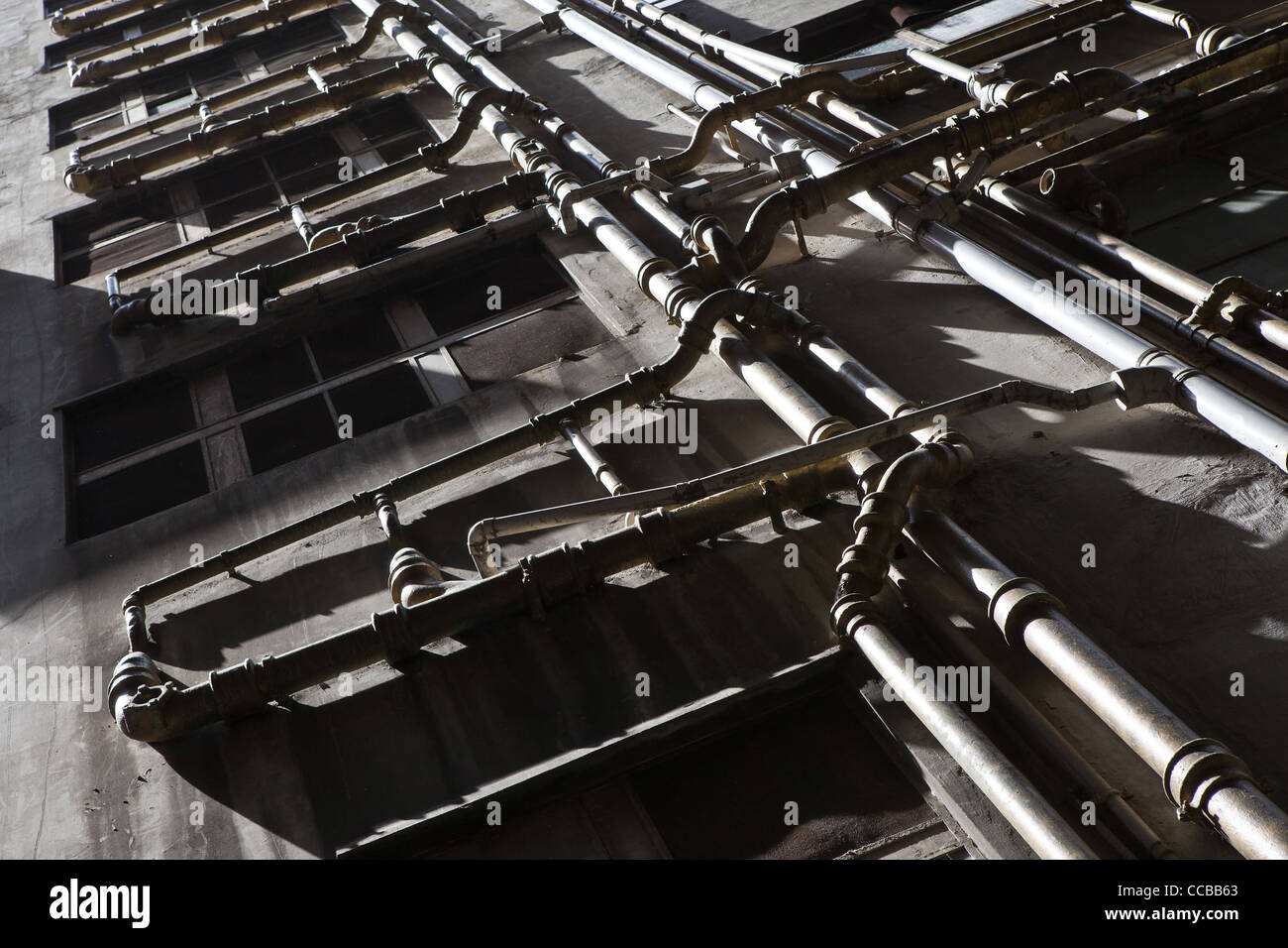 Industrial Pipes in Melbourne city buildings building Stock Photo - Alamy