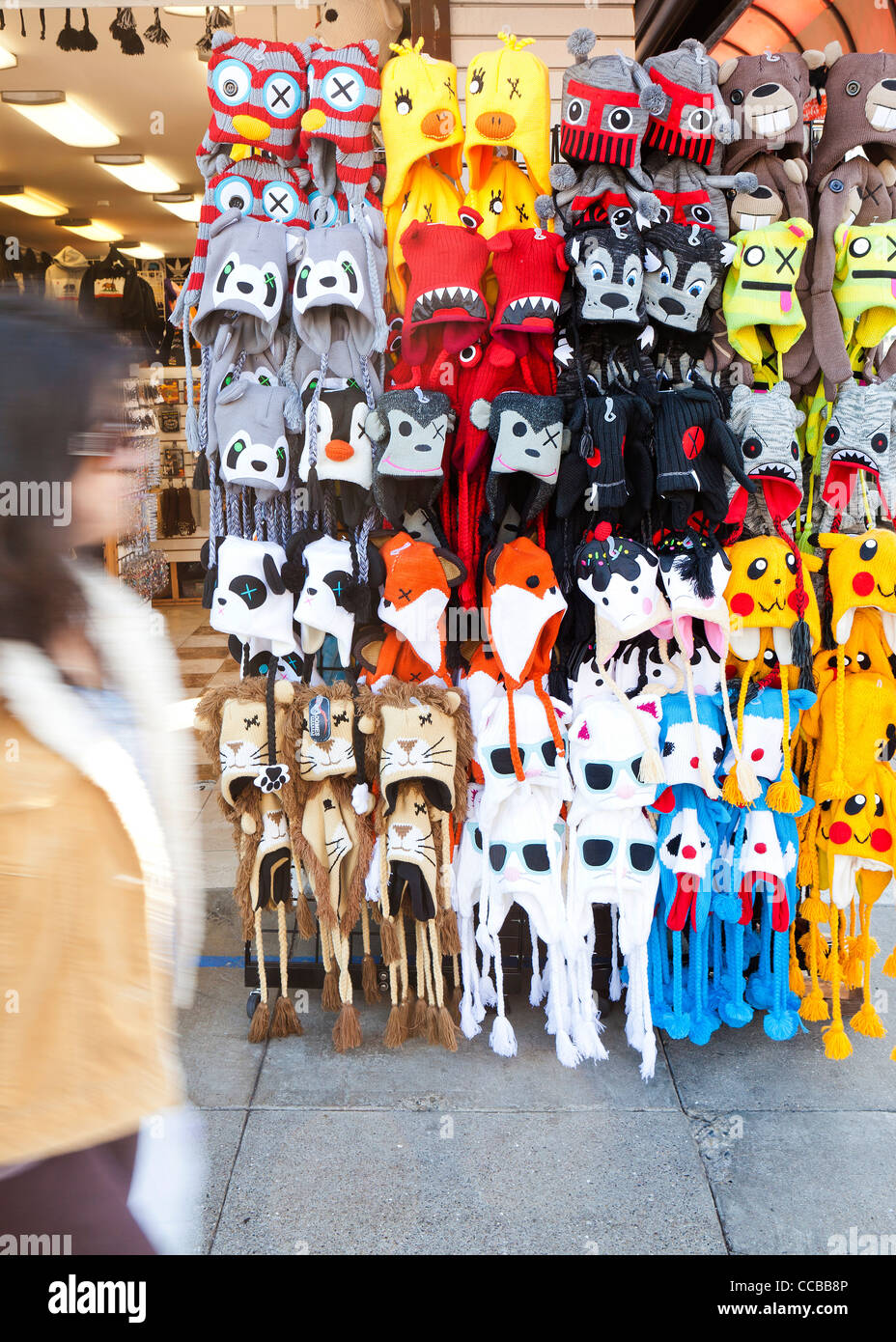 Various character trapper hats on display Stock Photo - Alamy