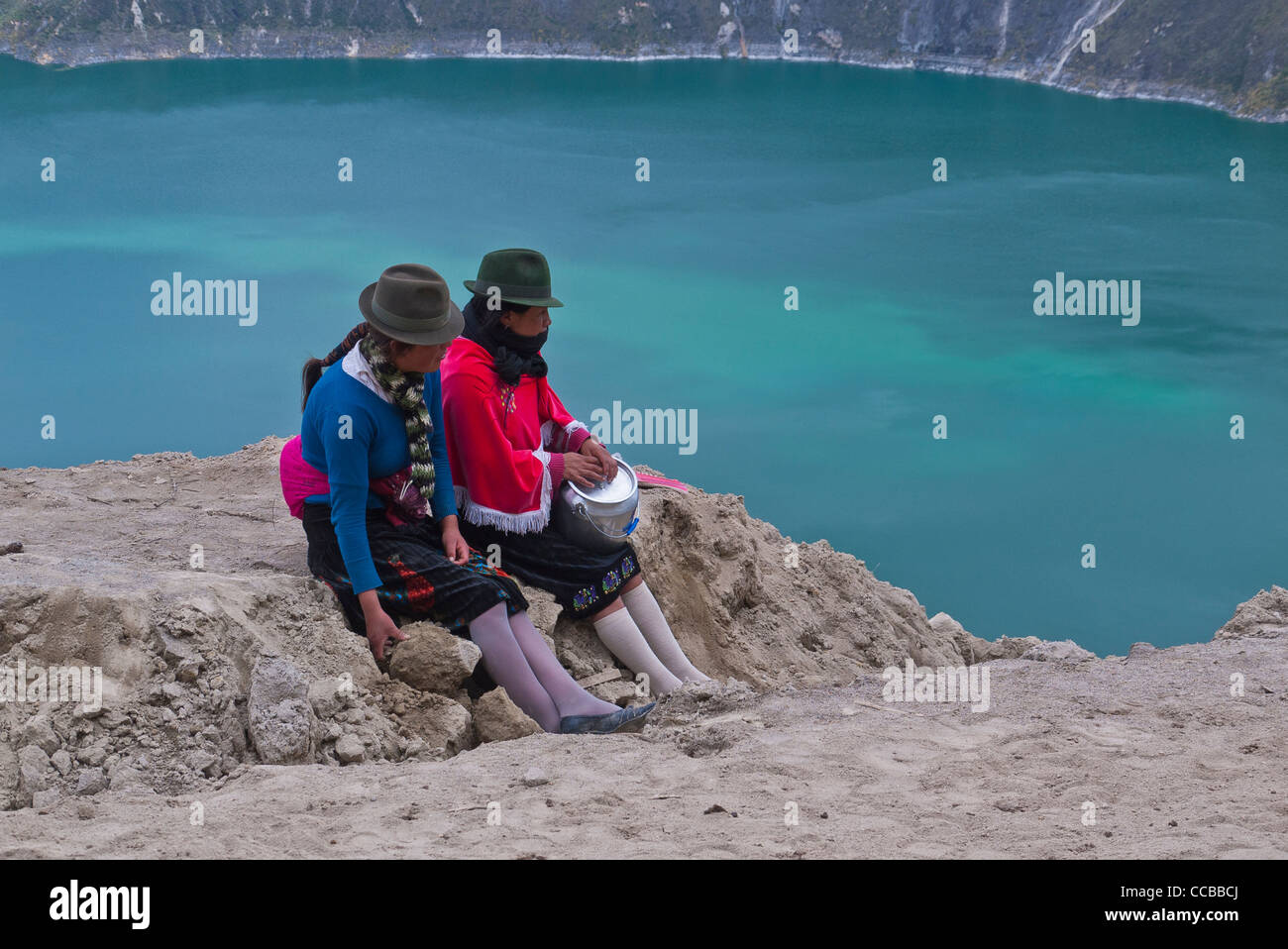 Two indigenous Andean Indian women who serve as guides for tourists ...