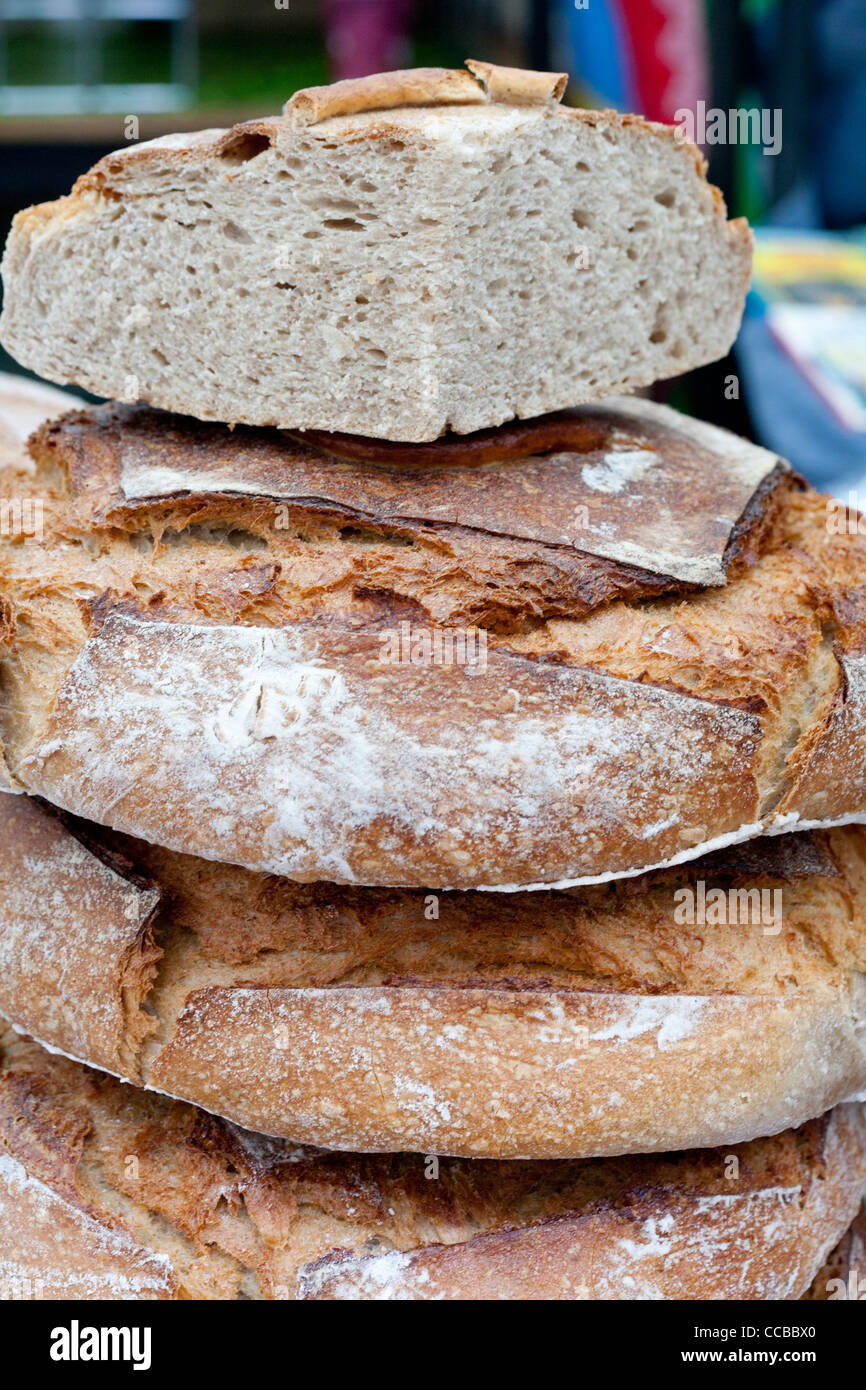 stack ; loaf ; crusty ; round ; fresh ; market Stock Photo - Alamy