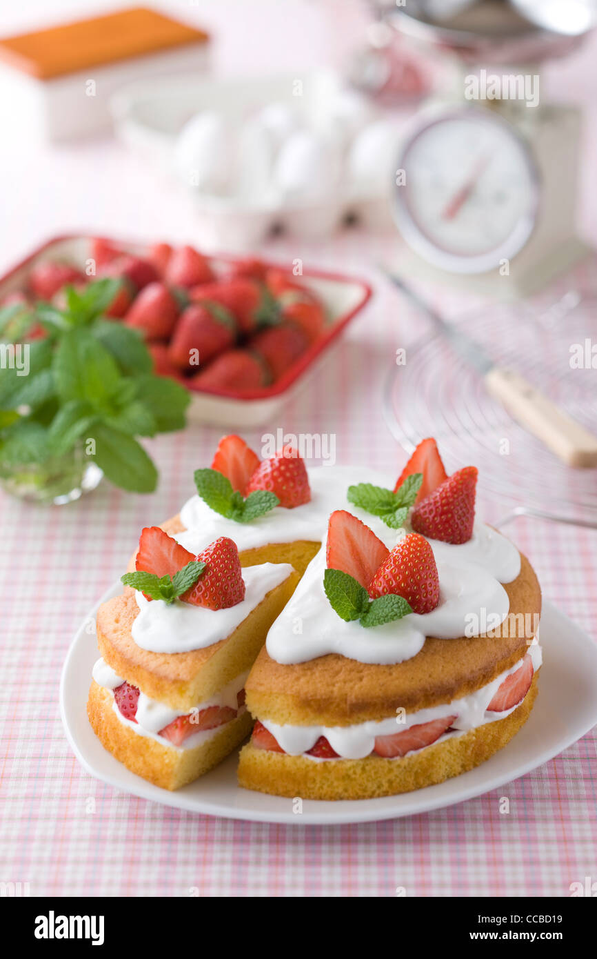 Decorated Sponge Cake Stock Photo - Alamy