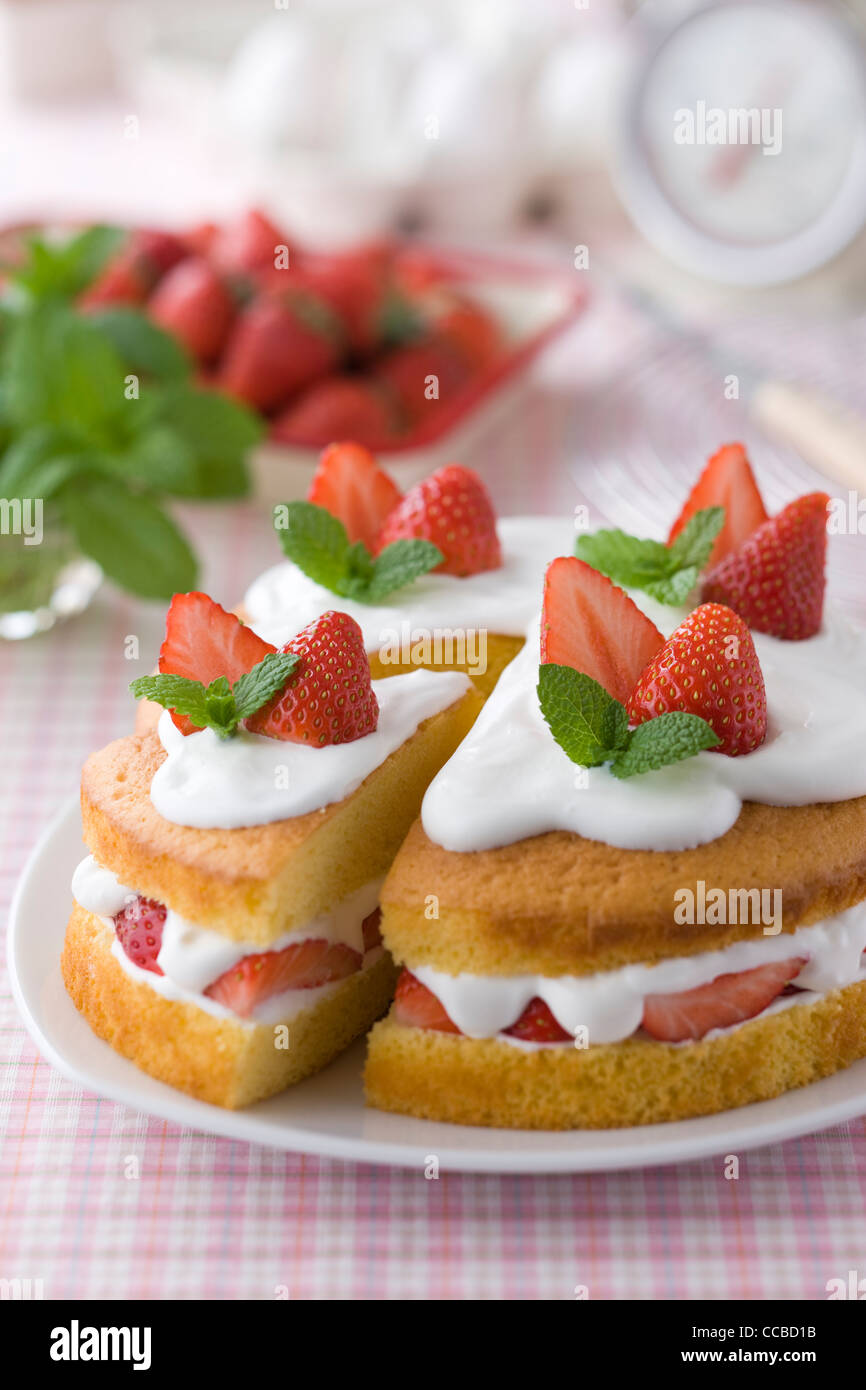 Decorated Sponge Cake Stock Photo - Alamy