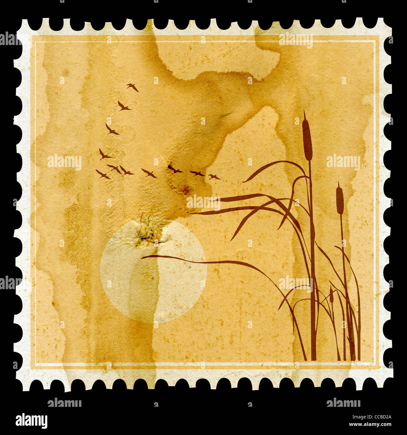 aging postage stamps on black background Stock Photo - Alamy