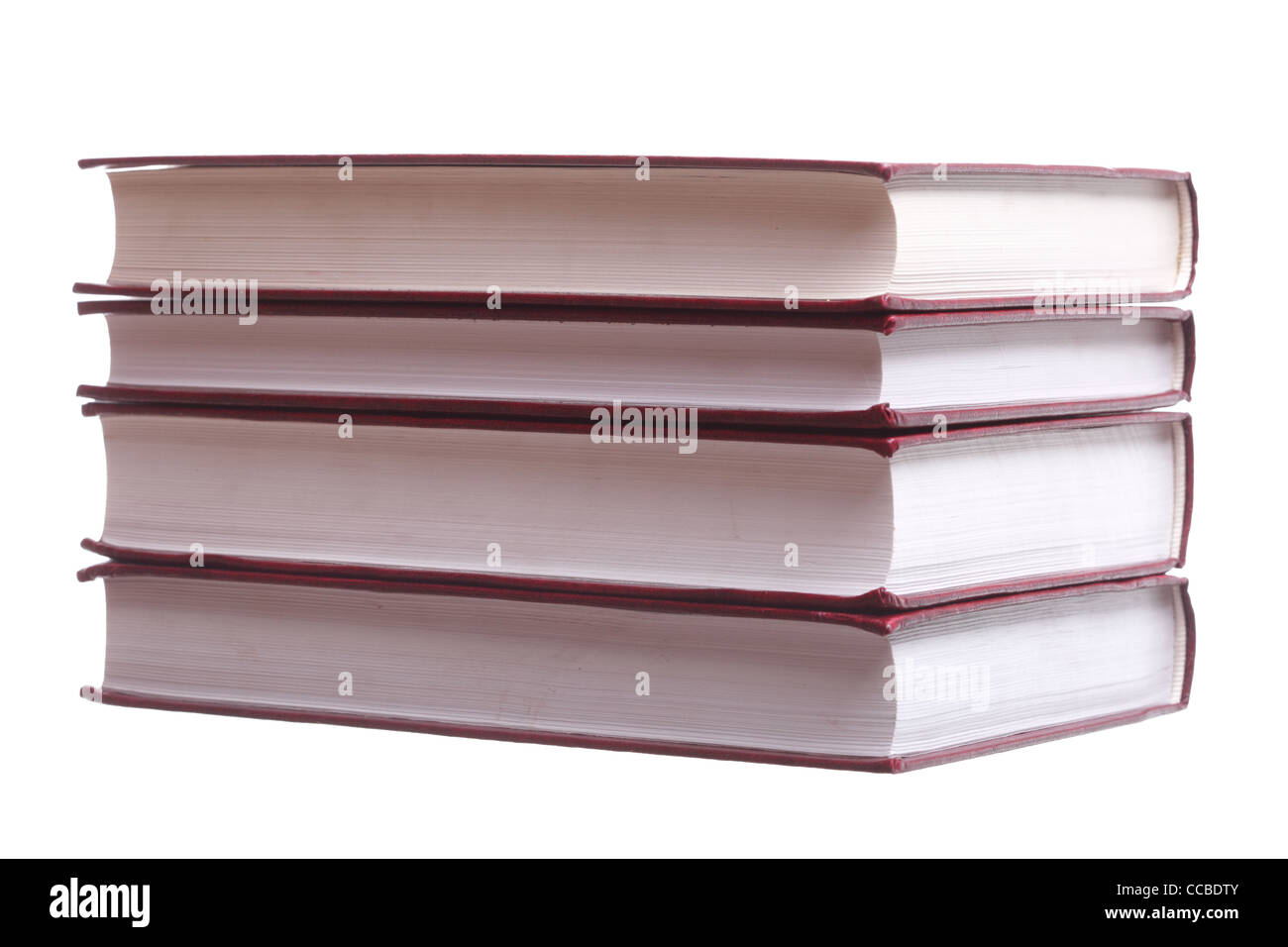 Isolated on white stack red book library object Stock Photo - Alamy