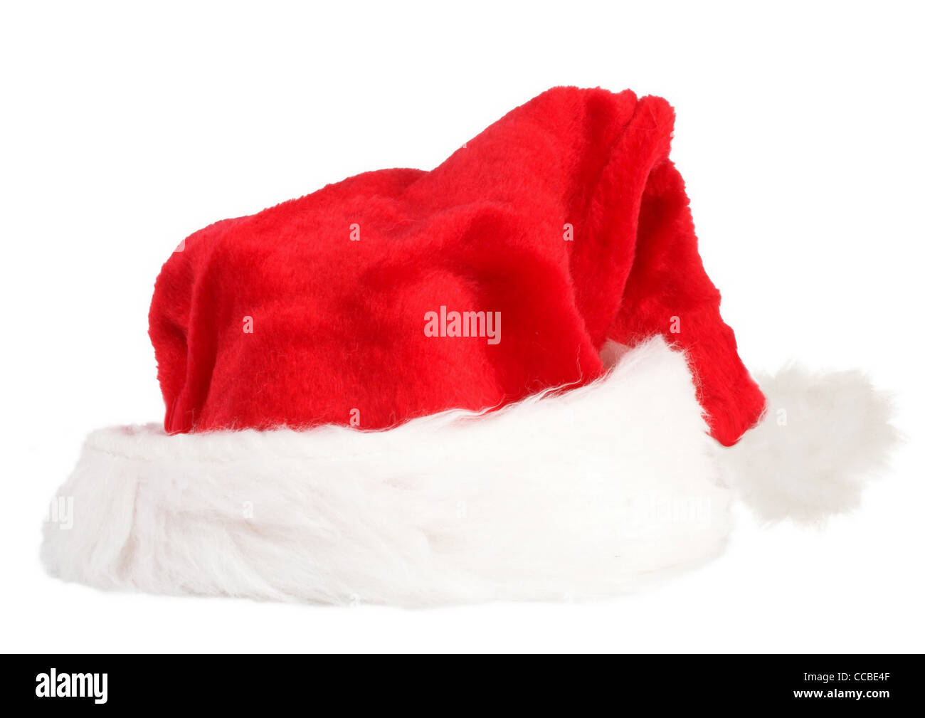 Red and white Santa Clause hat isolated on white background Stock Photo ...