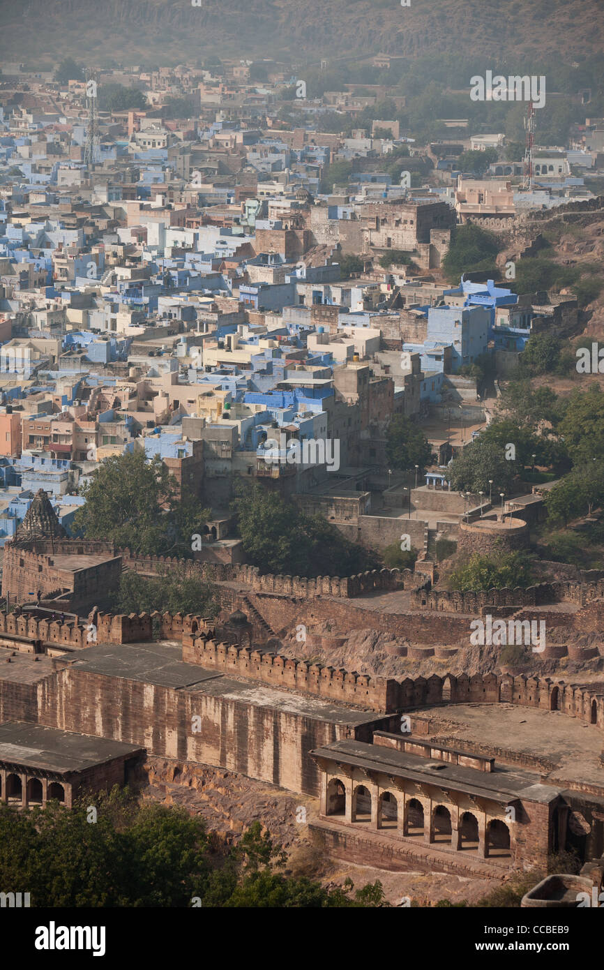 Views of the Blue City of Jodhpur, seen from the battlements of ...