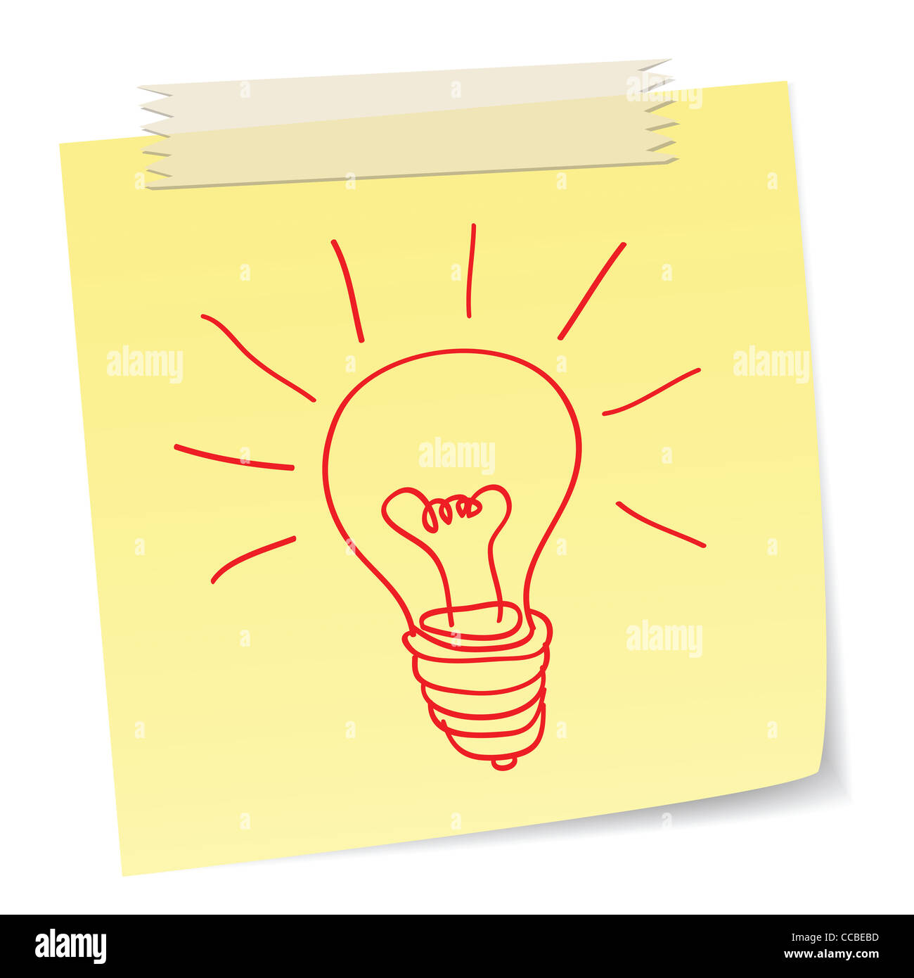 a hand drawn bulb symbol on a notes ,for ideas or innovation concepts ...