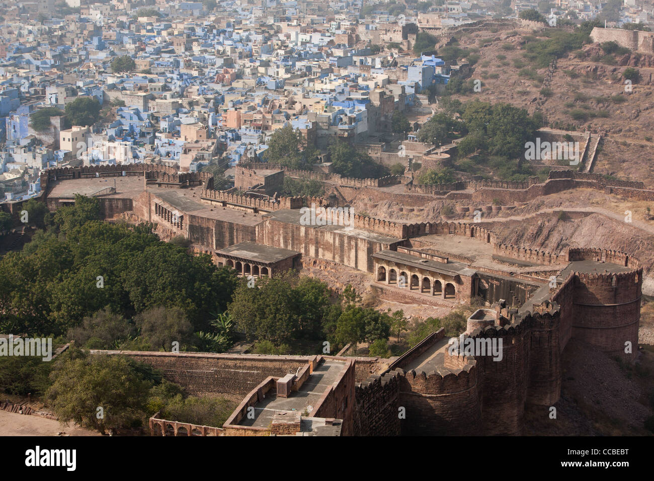 Views of the Blue City of Jodhpur, seen from the battlements of ...