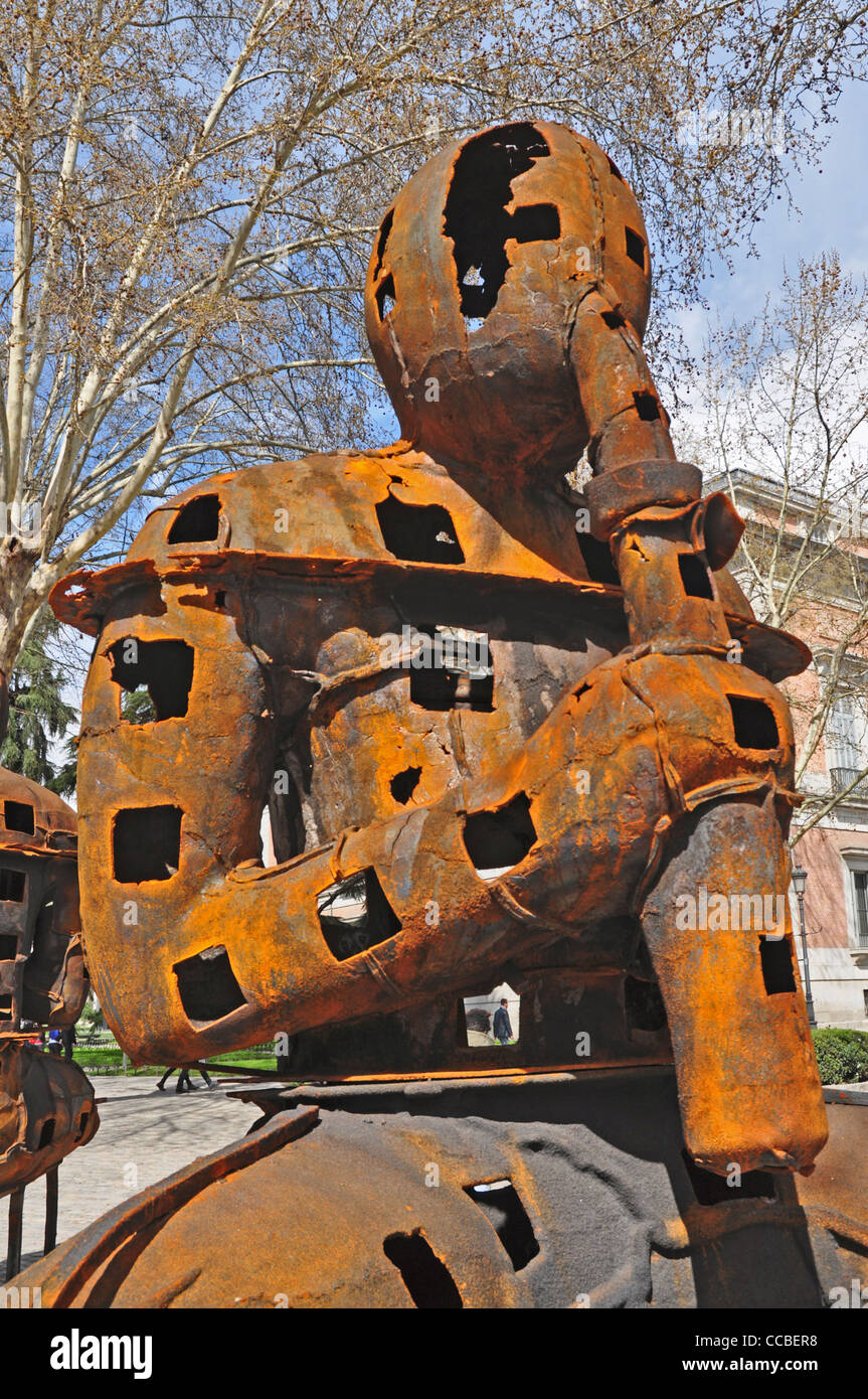 EUROPE, SPAIN, Madrid, Sculpture by Xavier Mascaro outside Prado Museum ...