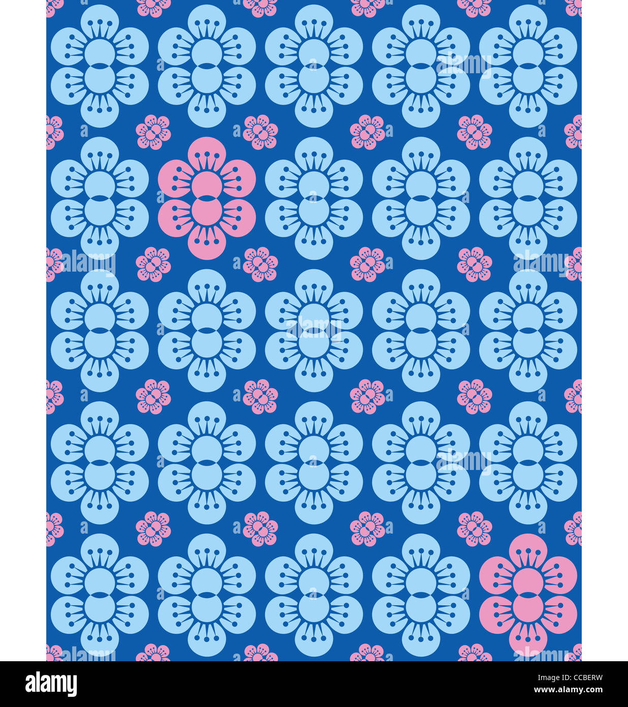 A seamless pattern of blooming flowers illustrated with Japanese simple ...
