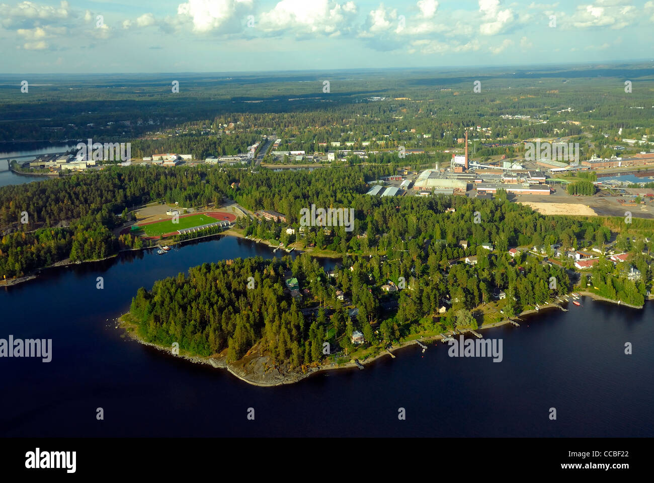 Aerial view, Savonlinna, Southern Savonia, Finland, Scandinavia, Europe ...