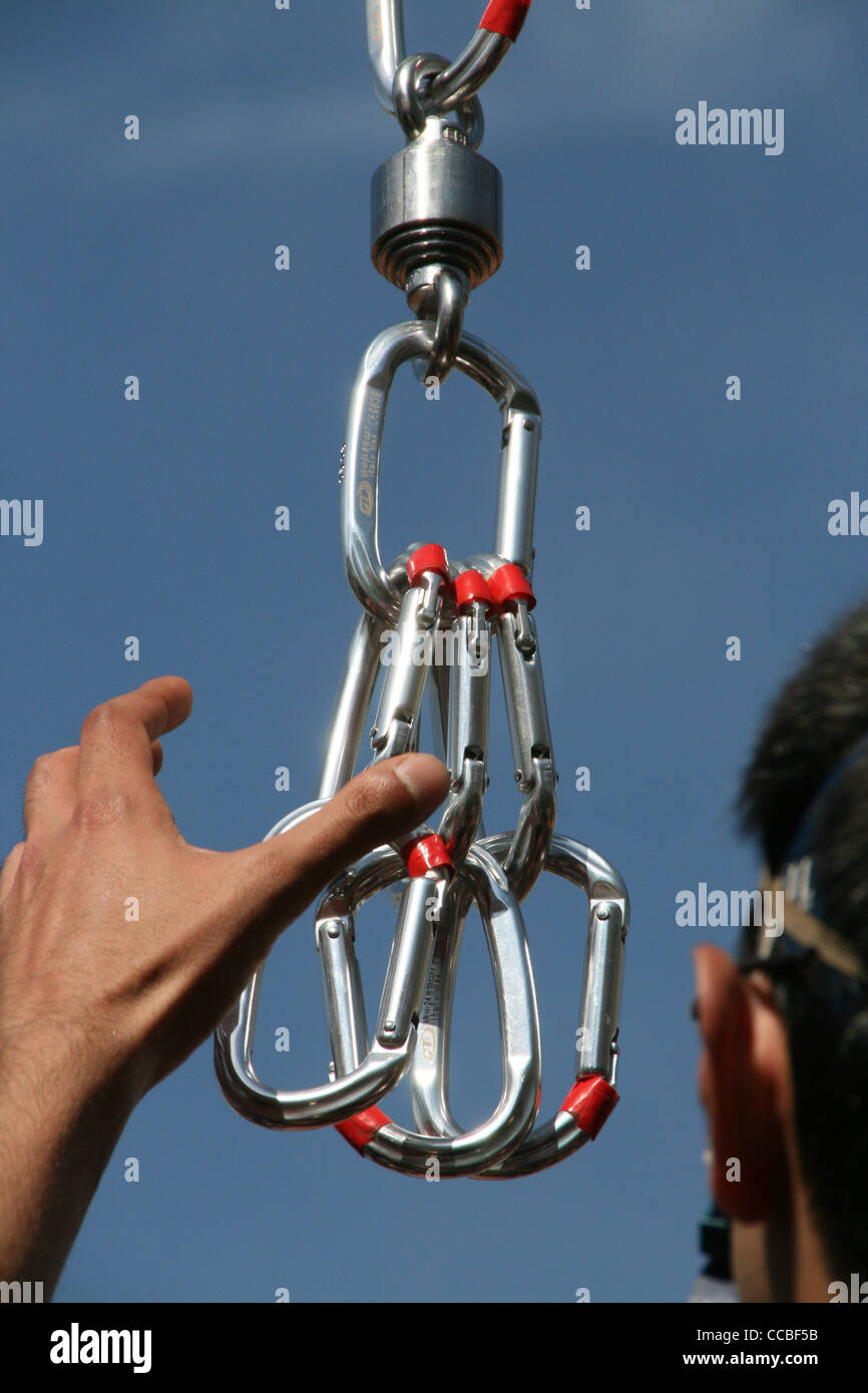 carabiners with rigging Stock Photo - Alamy