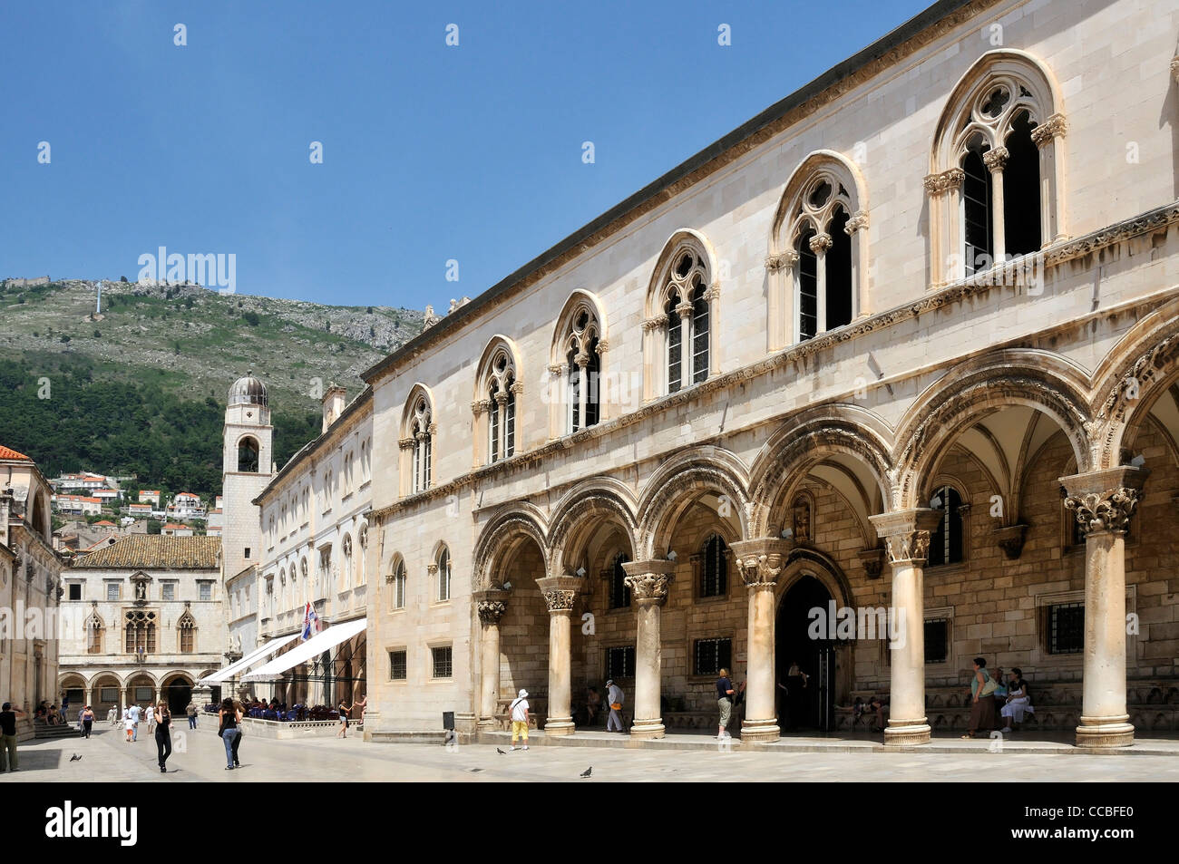 Rectors Palace, in the background the clock tower and Sponza Palace ...