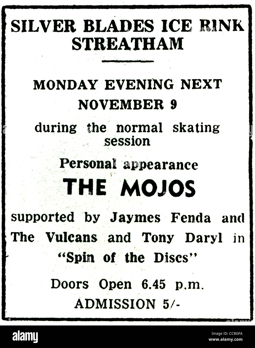 THE MOJOS Appearance advert for UK pop group in October 1964 Stock ...