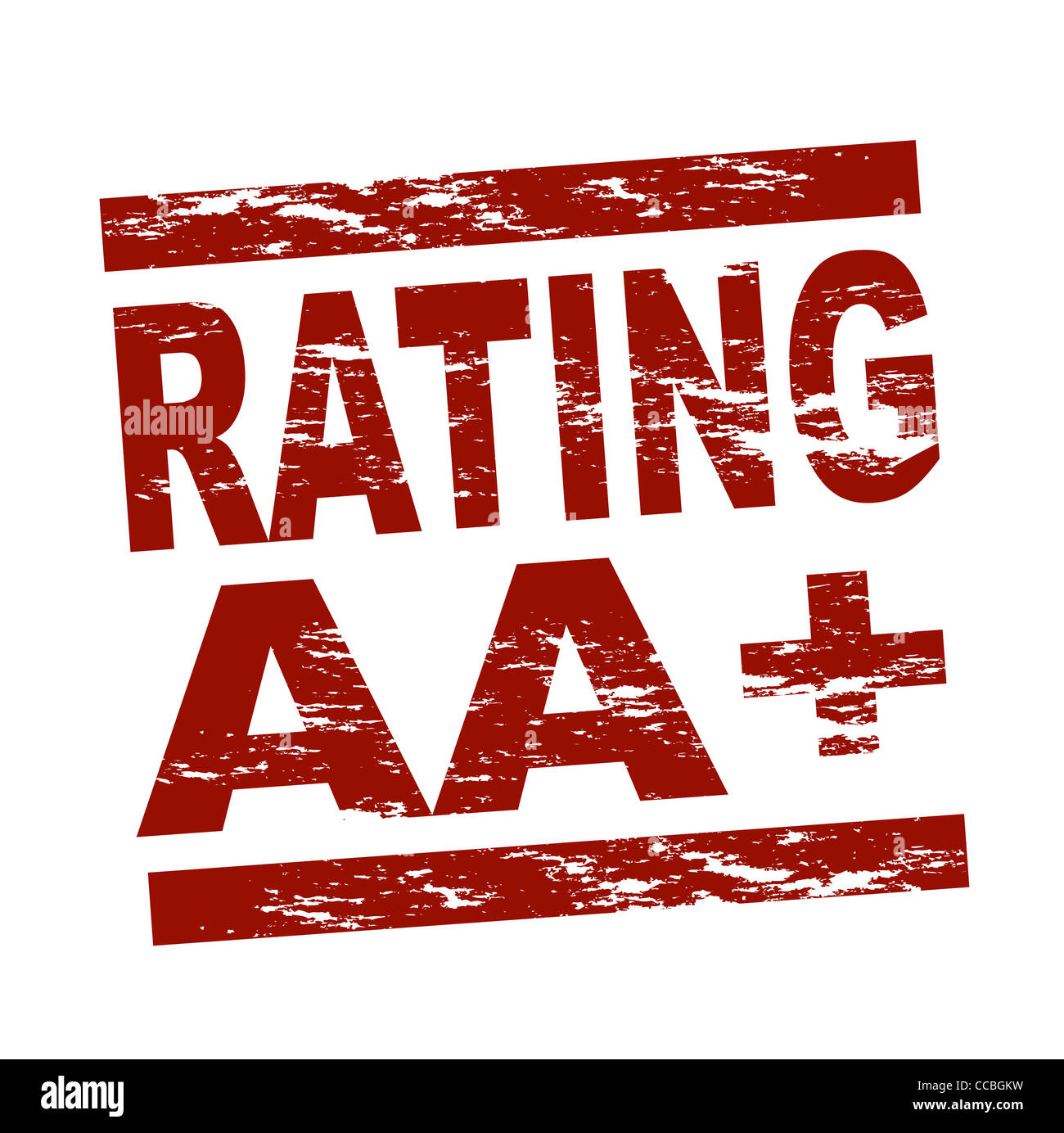 Stylized red stamp showing the term Rating AA+. All on white background ...