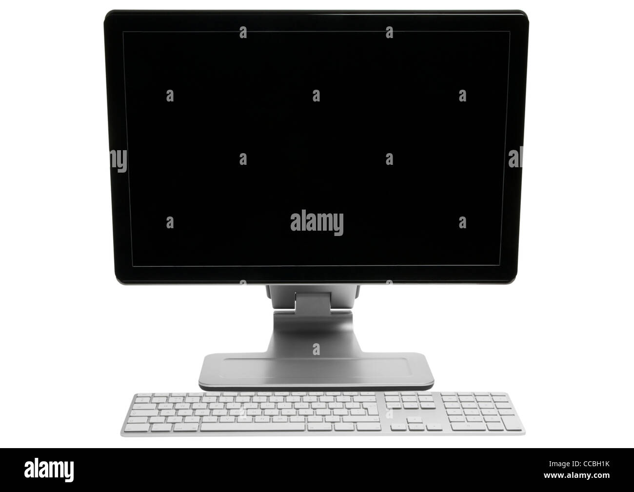 Computer LCD monitor and keyboard on white background Stock Photo - Alamy