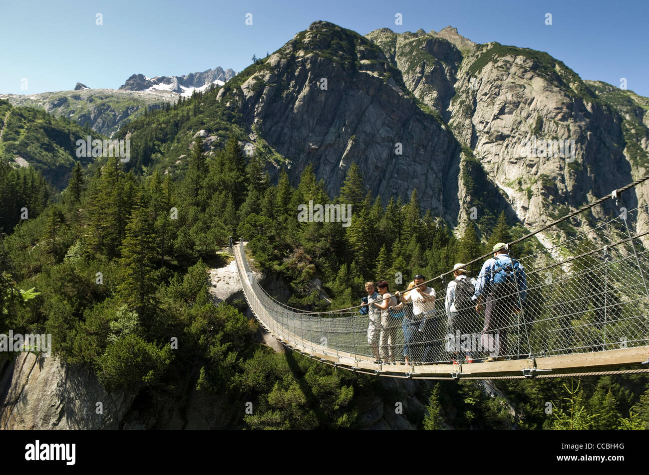 handeck suspension bridge, gelmersee, switzerland Stock Photo - Alamy