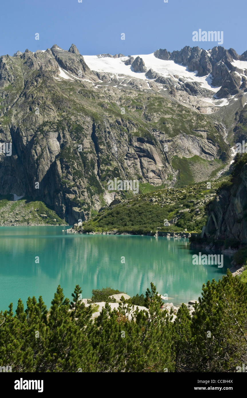 gelmer lake and mountains, gelmersee, switzerland Stock Photo - Alamy