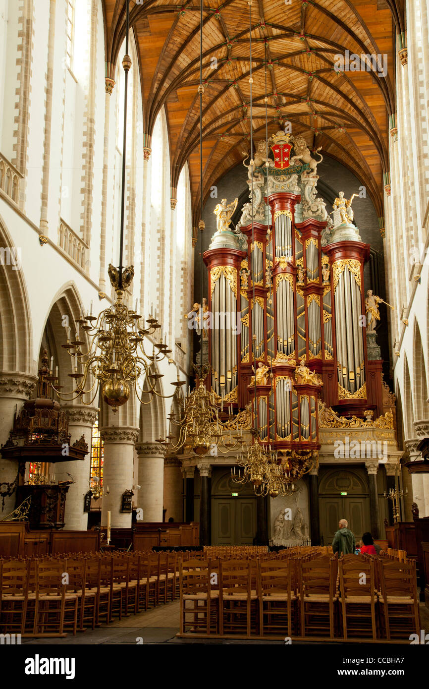 Interior of the Grote Kerk with organ (1735). Haarlem. The Netherlands ...