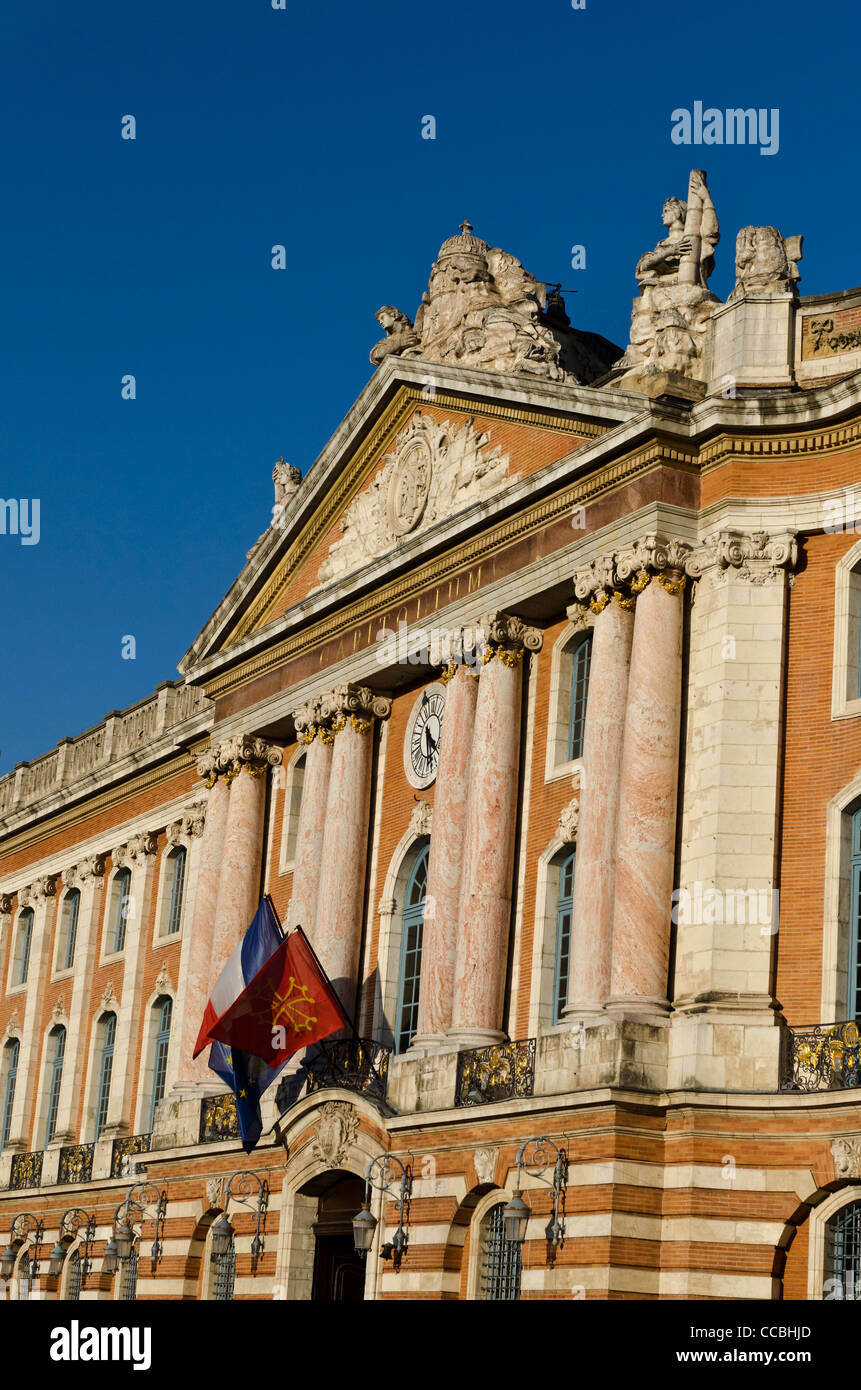Flags on Capitole building in Toulouse Stock Photo - Alamy