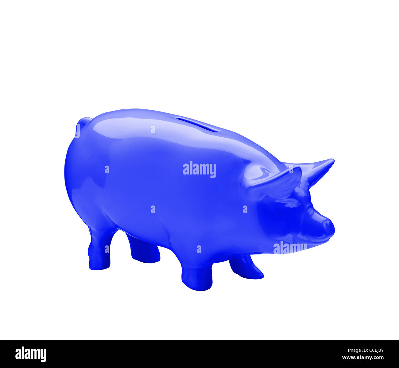 Piggy Bank in Royal Blue or Bright blue as a cut out on white ...