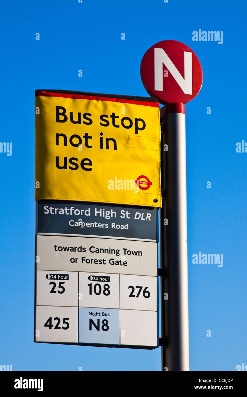 Bus stop not in use sign Stock Photo - Alamy
