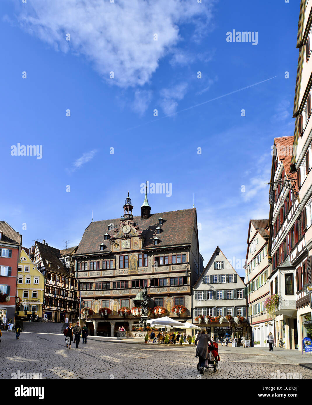 Market place and Town Hall, Am Markt, Rathaus Tübingen Stock Photo - Alamy