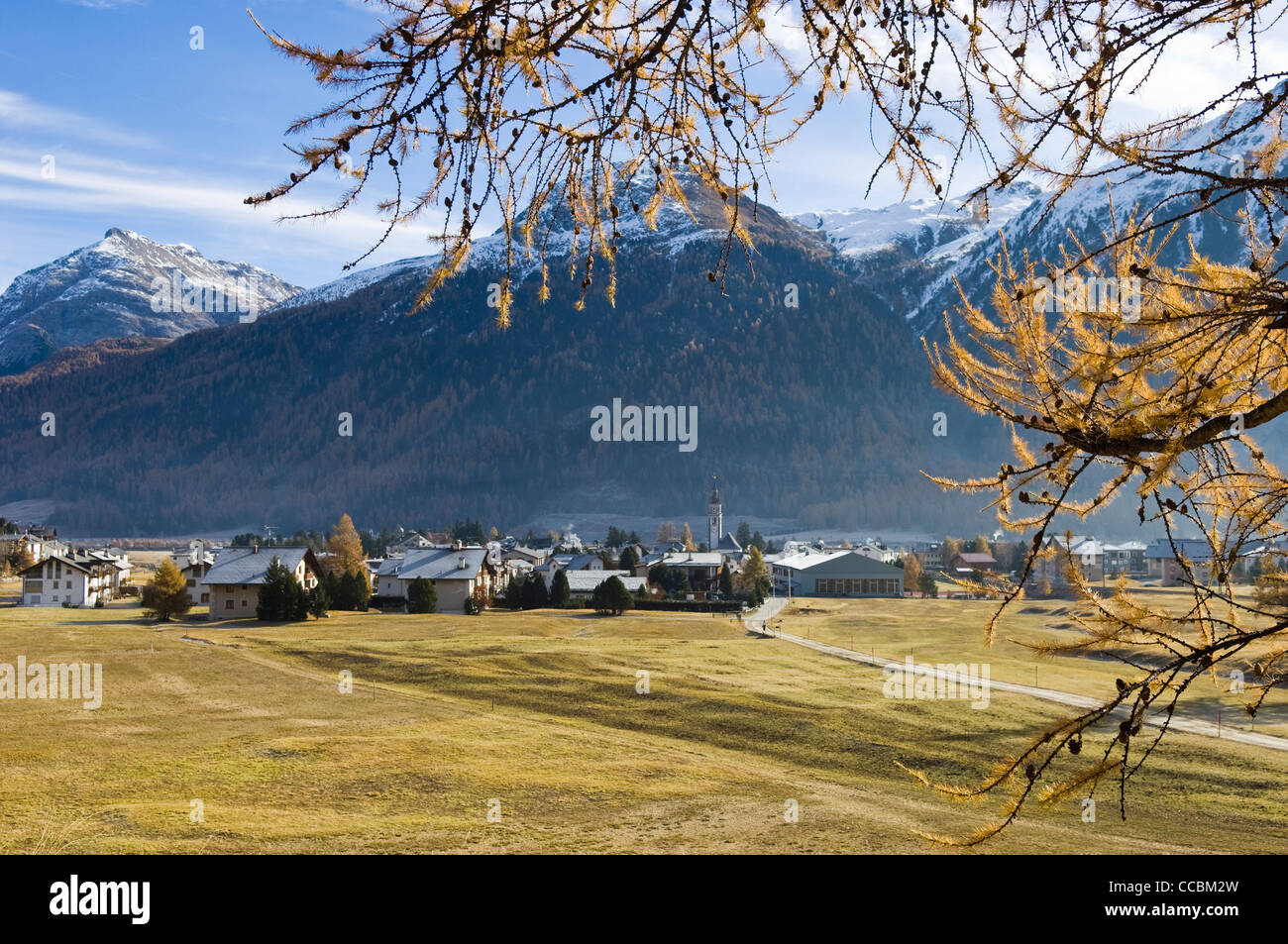 village view, bever, switzerland Stock Photo - Alamy