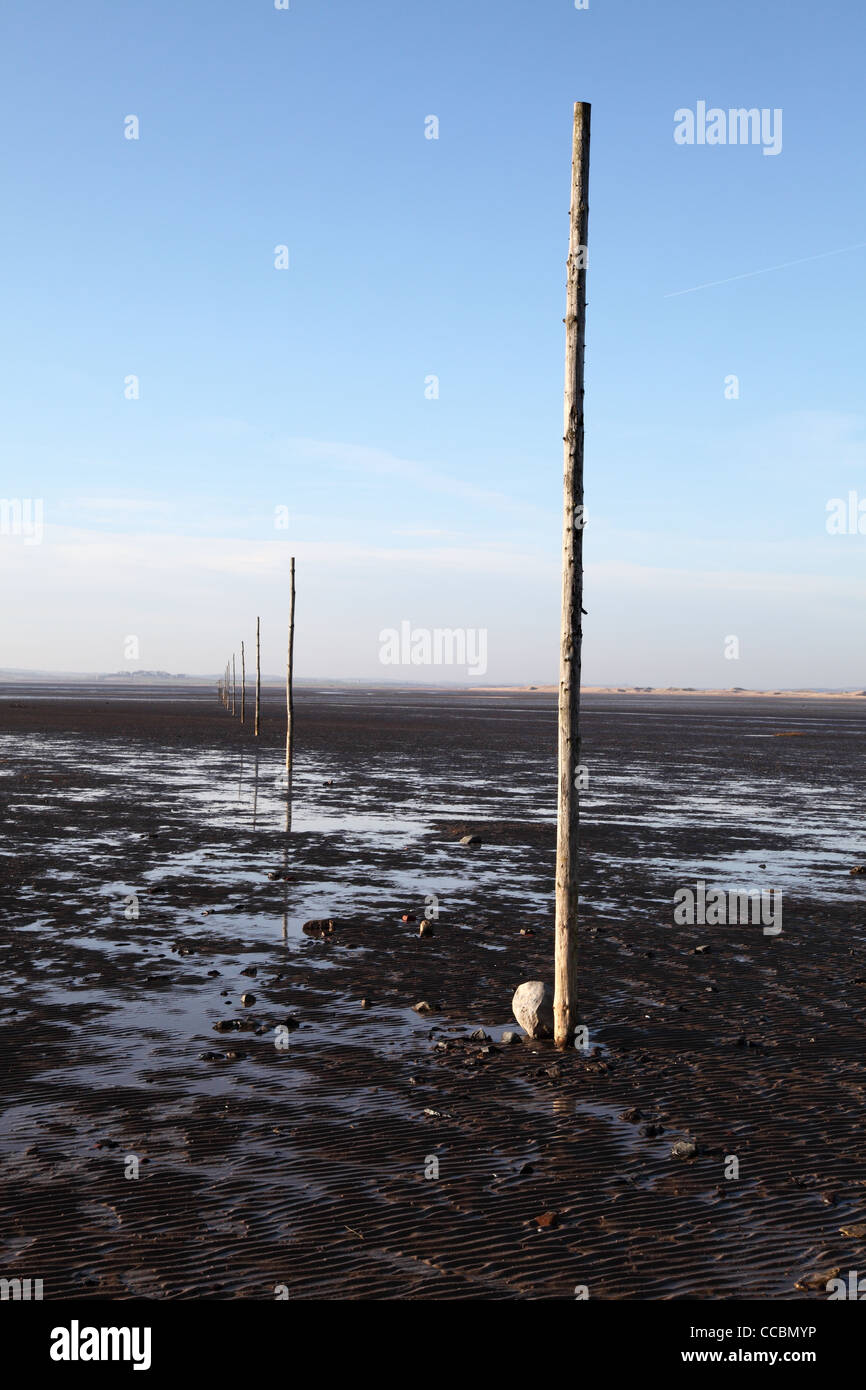Pilgrim's Path a line of poles indicating safe pedestrian crossing to ...