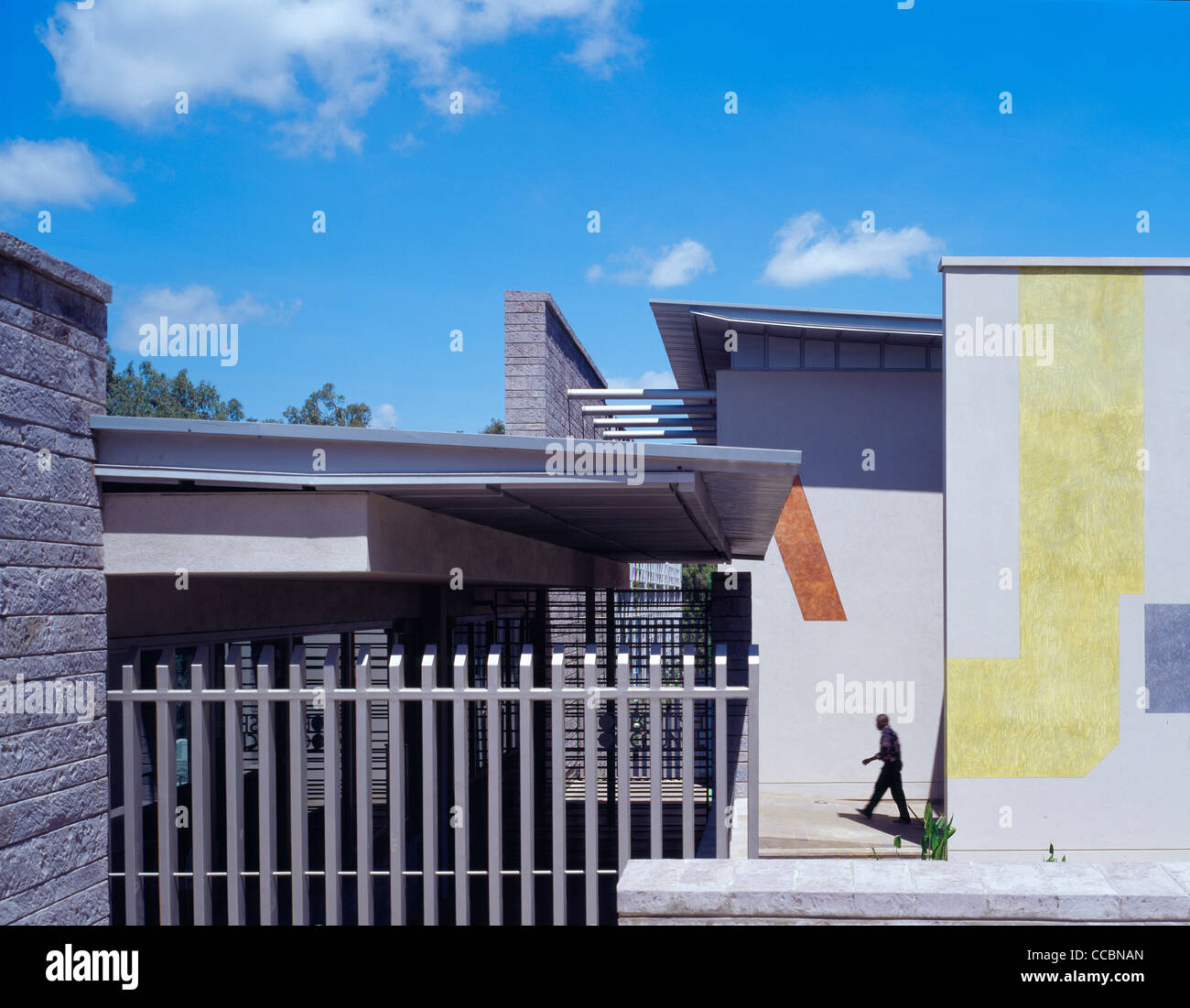 BRITISH COUNCIL OFFICES ENTRANCE CANOPY AND SLIDING GATE Stock Photo ...