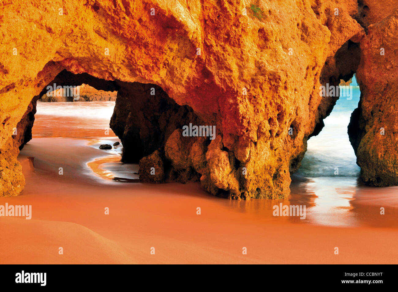 Portugal, Algarve: Rock formations at beach near Alvor Stock Photo - Alamy