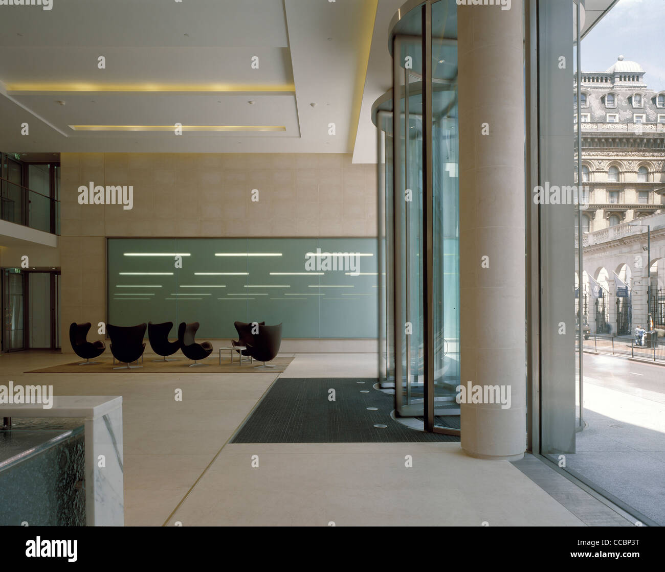BELGRAVE HOUSE RECEPTION SEATING FROM DESK WITH STREET VIEW Stock Photo ...