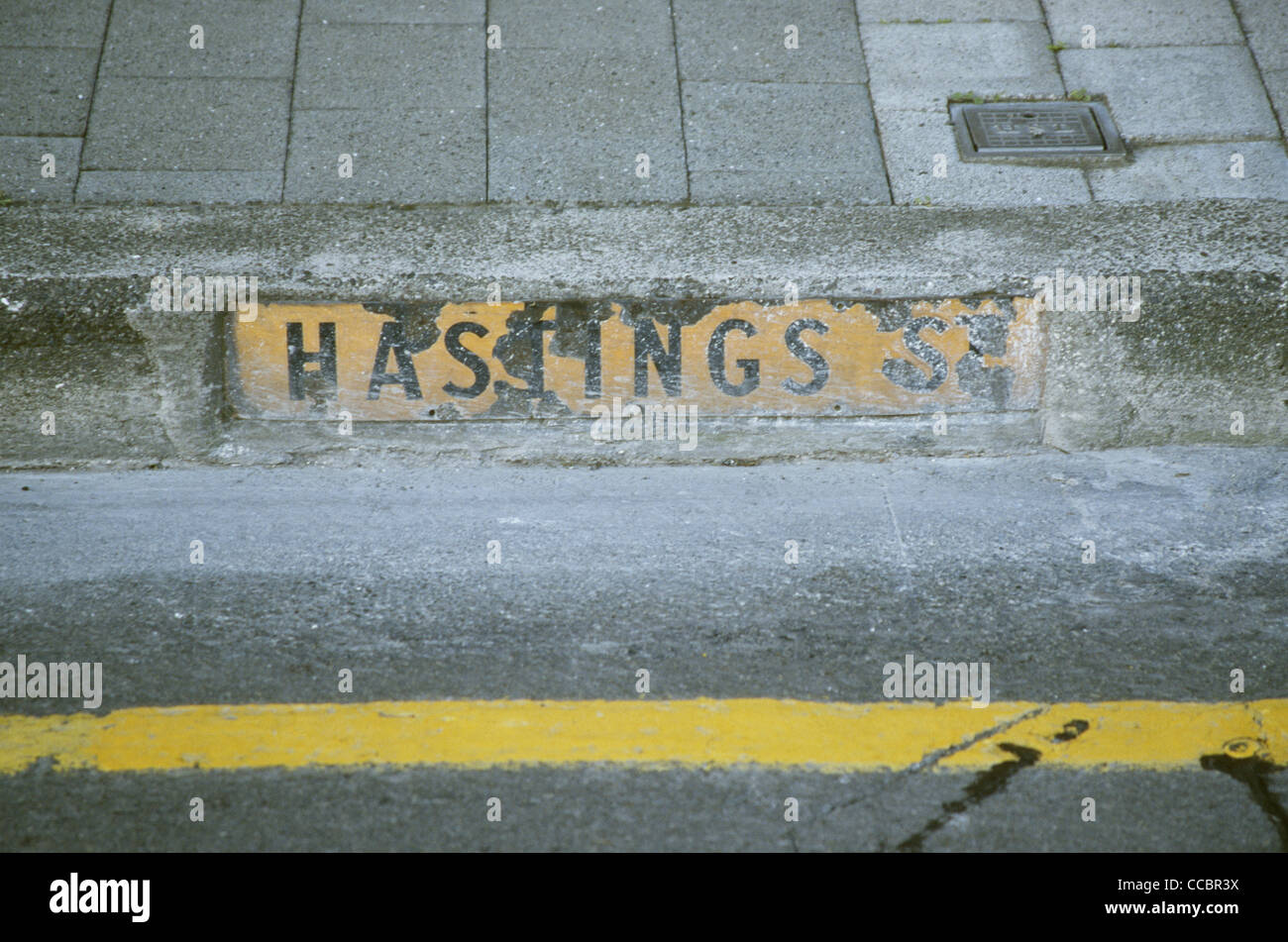 New Zealand Napier Hastings Street Street sign set into pavement after ...