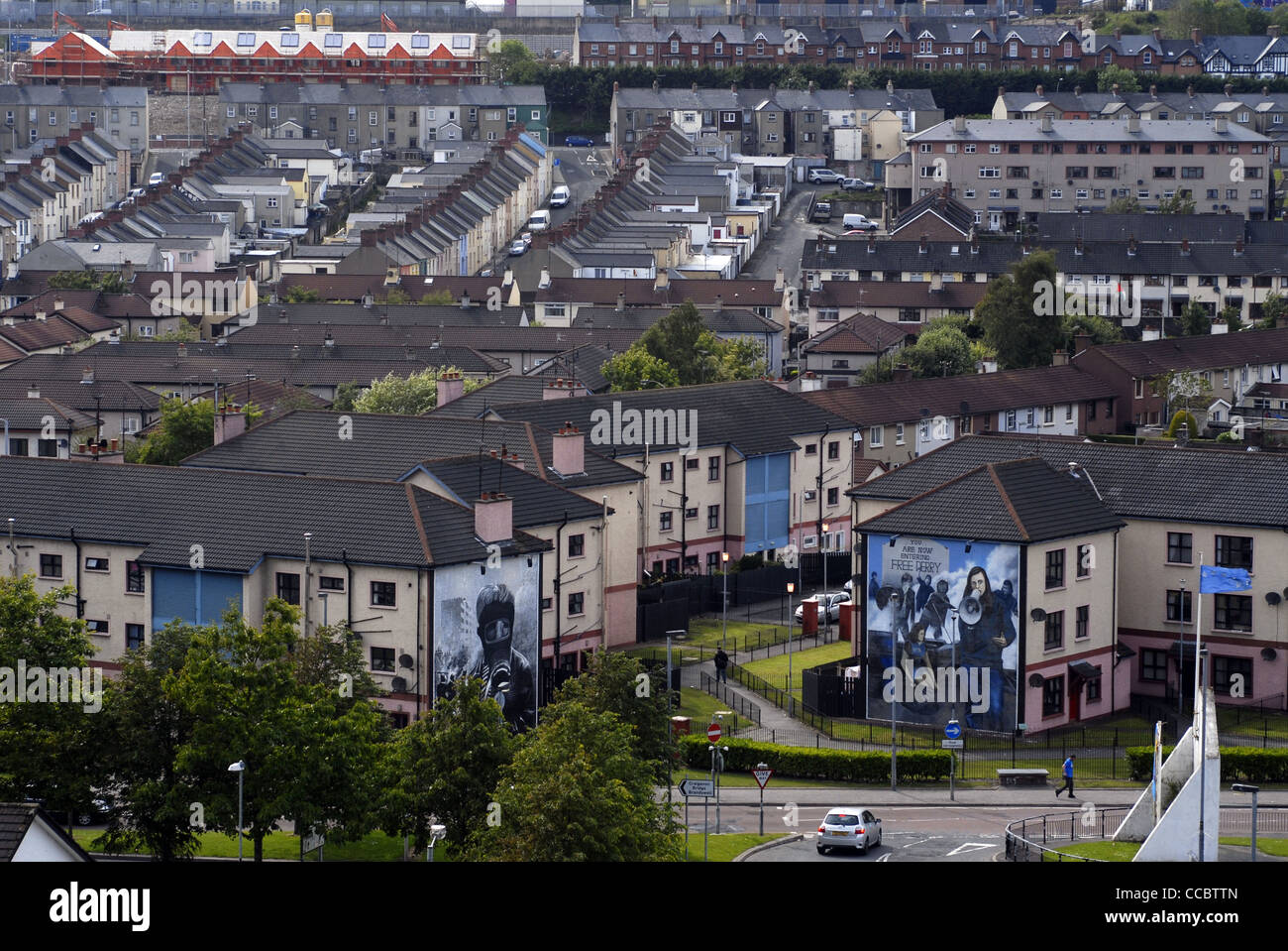 Panoramic view of The Bogside from the old city walls of Derry ...