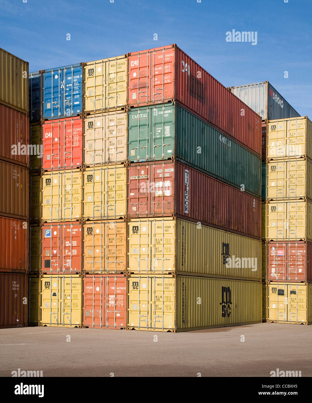 Stack containers port of felixstowe container pile hi-res stock ...
