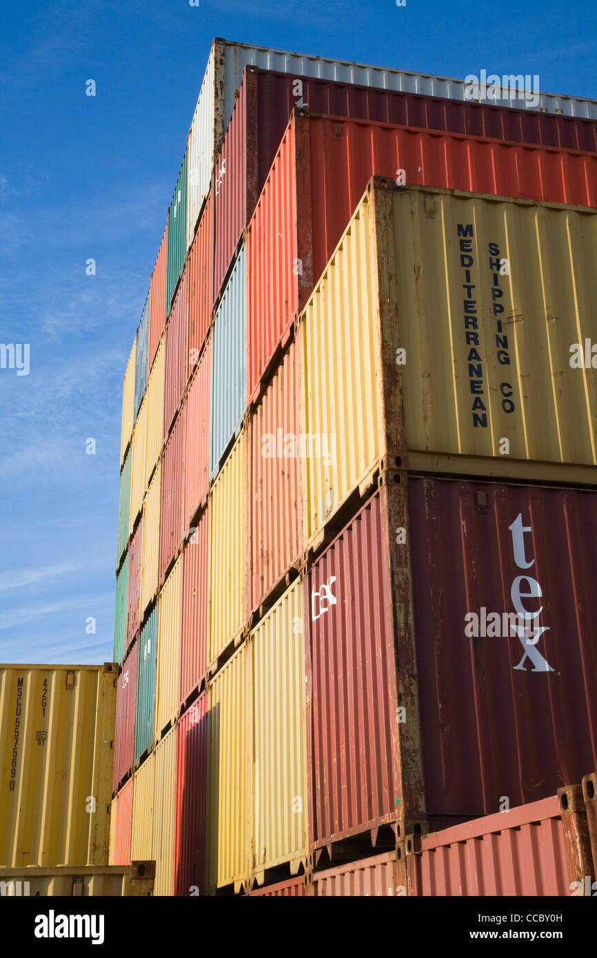 Stack containers port of felixstowe container pile hi-res stock ...