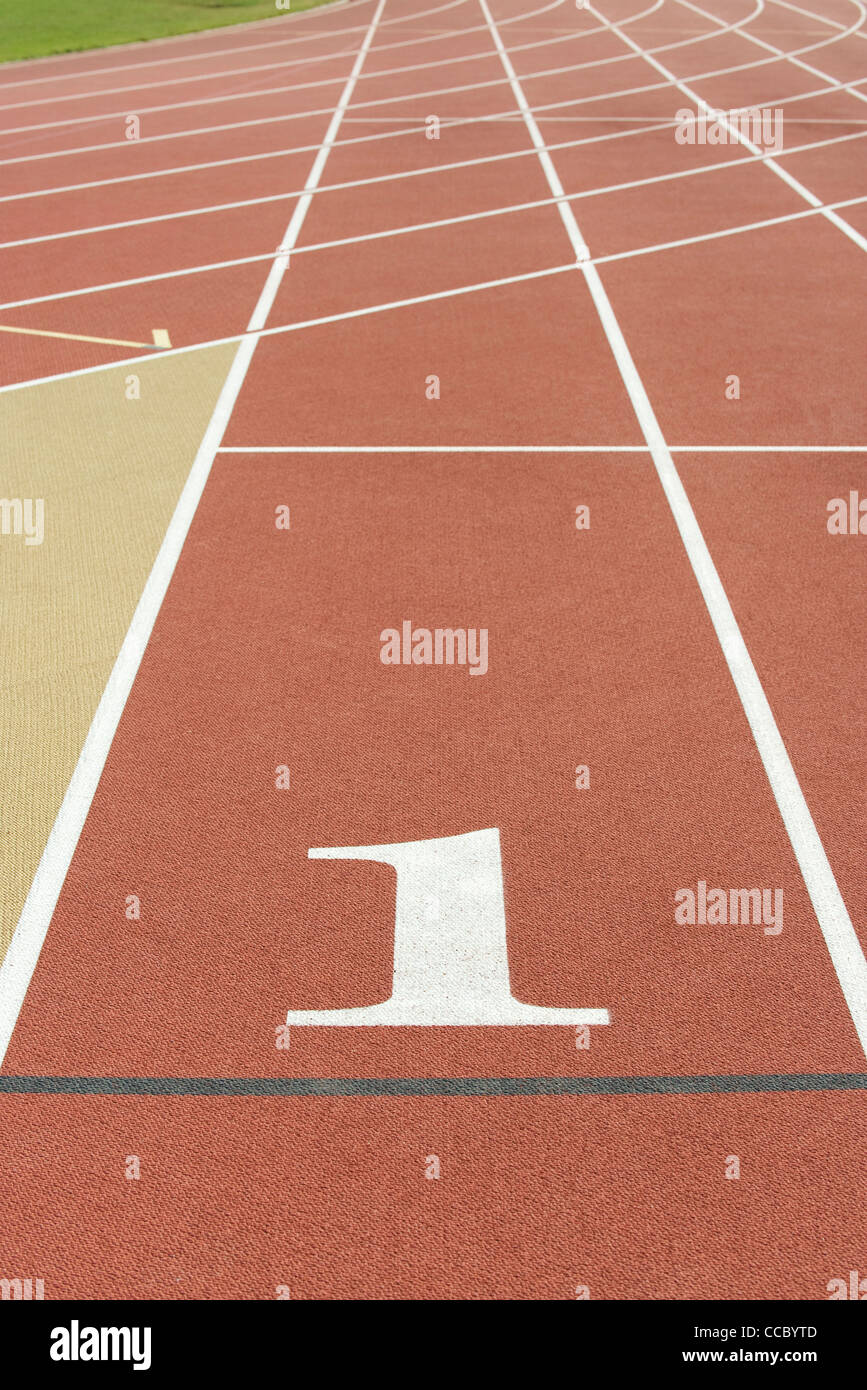 Running track numbers 1 hi-res stock photography and images - Alamy