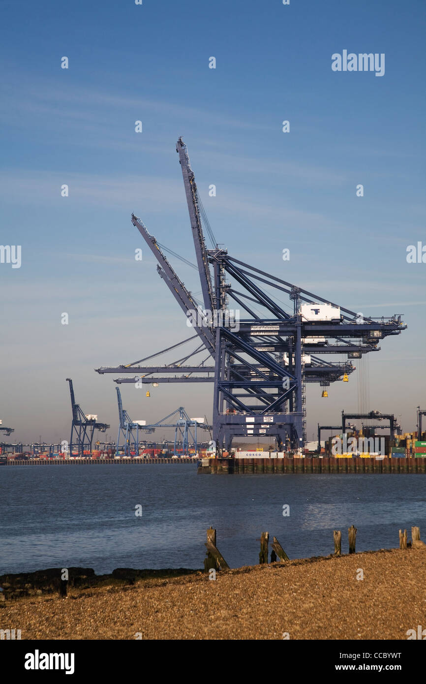 Quayside container cranes Port of Felixstowe Suffolk England Stock ...