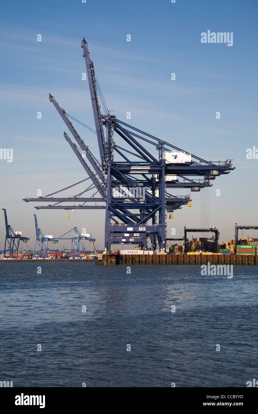 Quayside container cranes Port of Felixstowe Suffolk England Stock ...