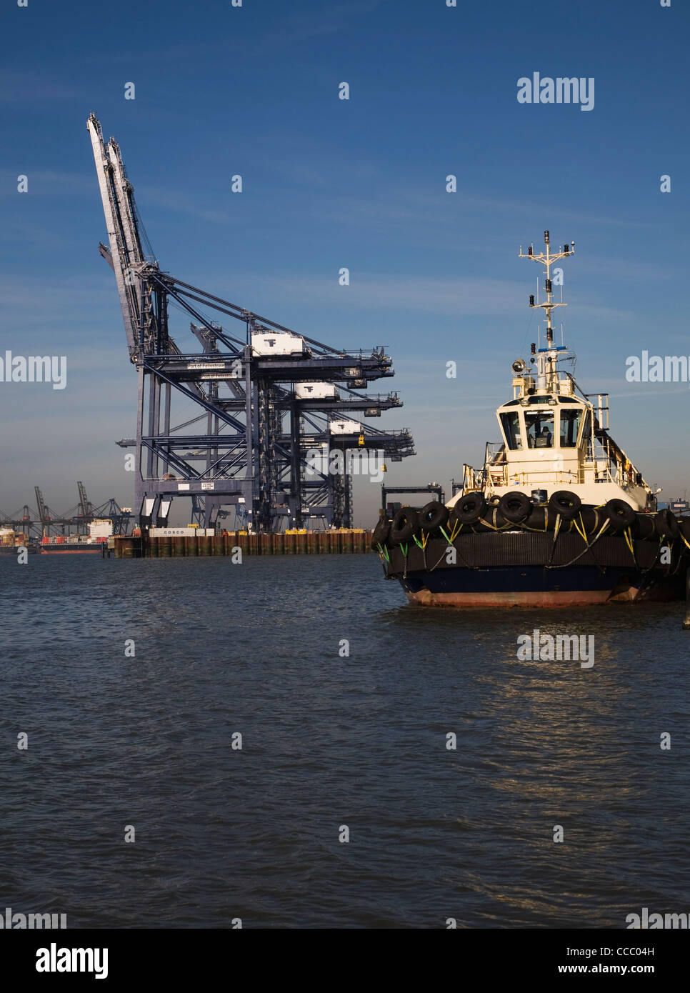 Quayside container cranes Port of Felixstowe Suffolk England Stock ...