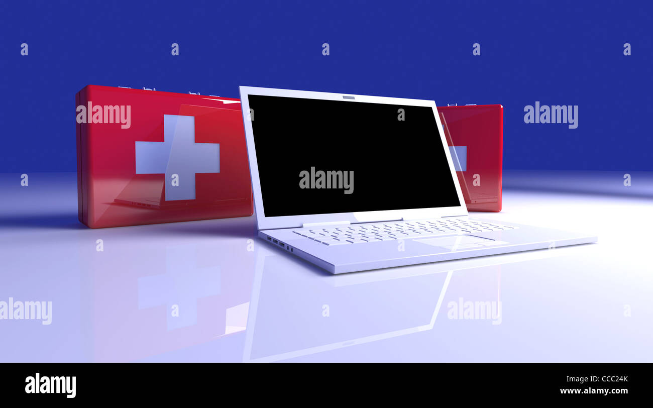 Laptop First Aid Stock Photo - Alamy