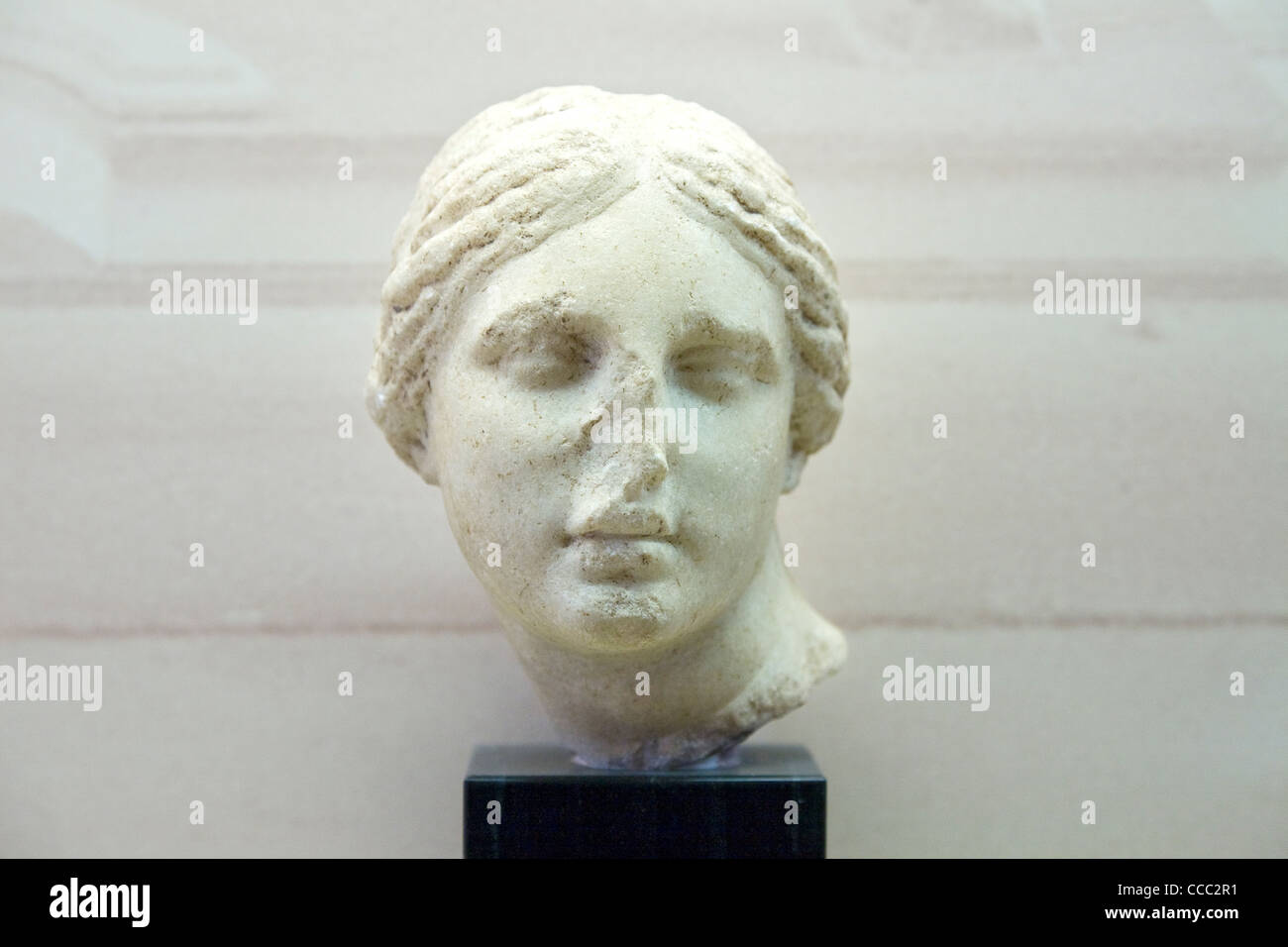 Marble head of Aphrodite in the "Cnidian" Style. Olympia, Peloponnese ...