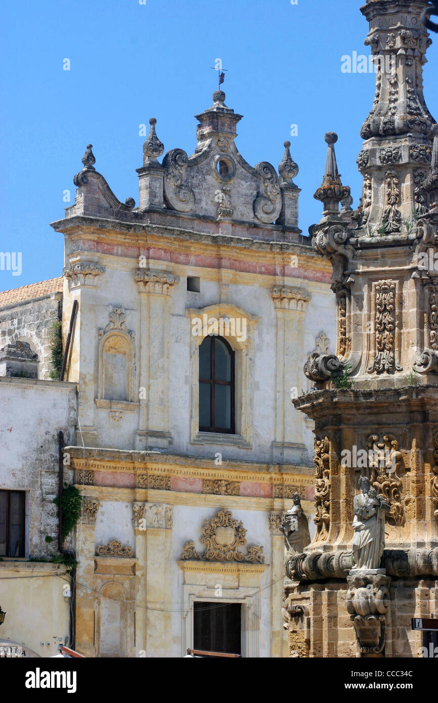 Façade of San Trifone church in Salandra Square, Salandra square, Nardò ...